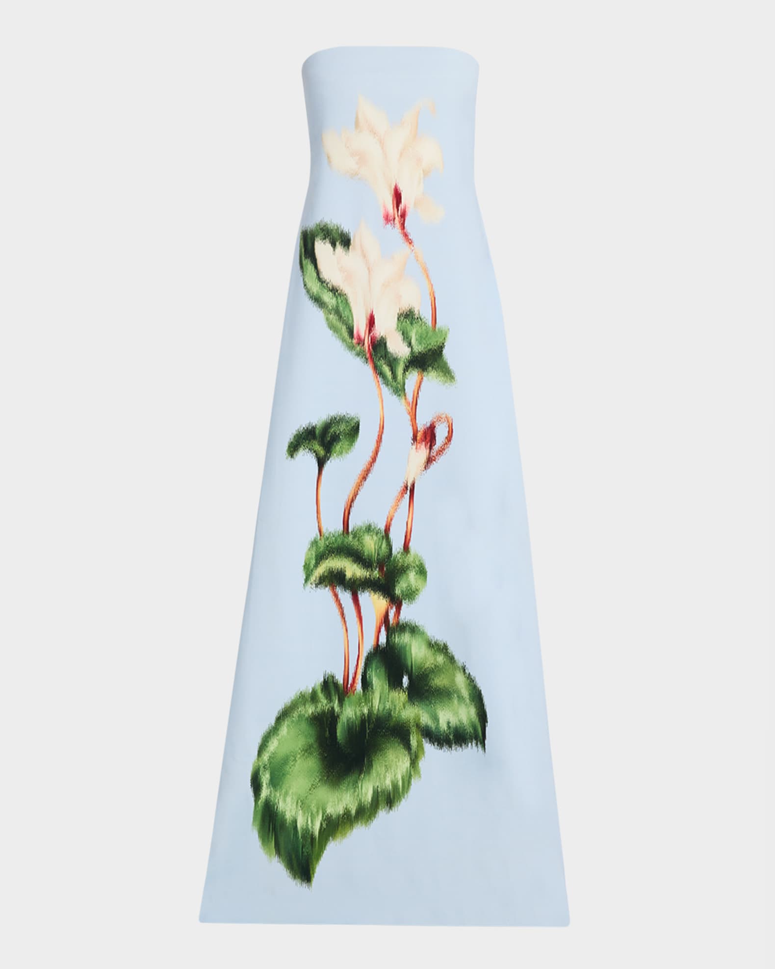 Oscar de la Renta Strapless Chinese Cyclamen Print Gown | Neiman Marcus