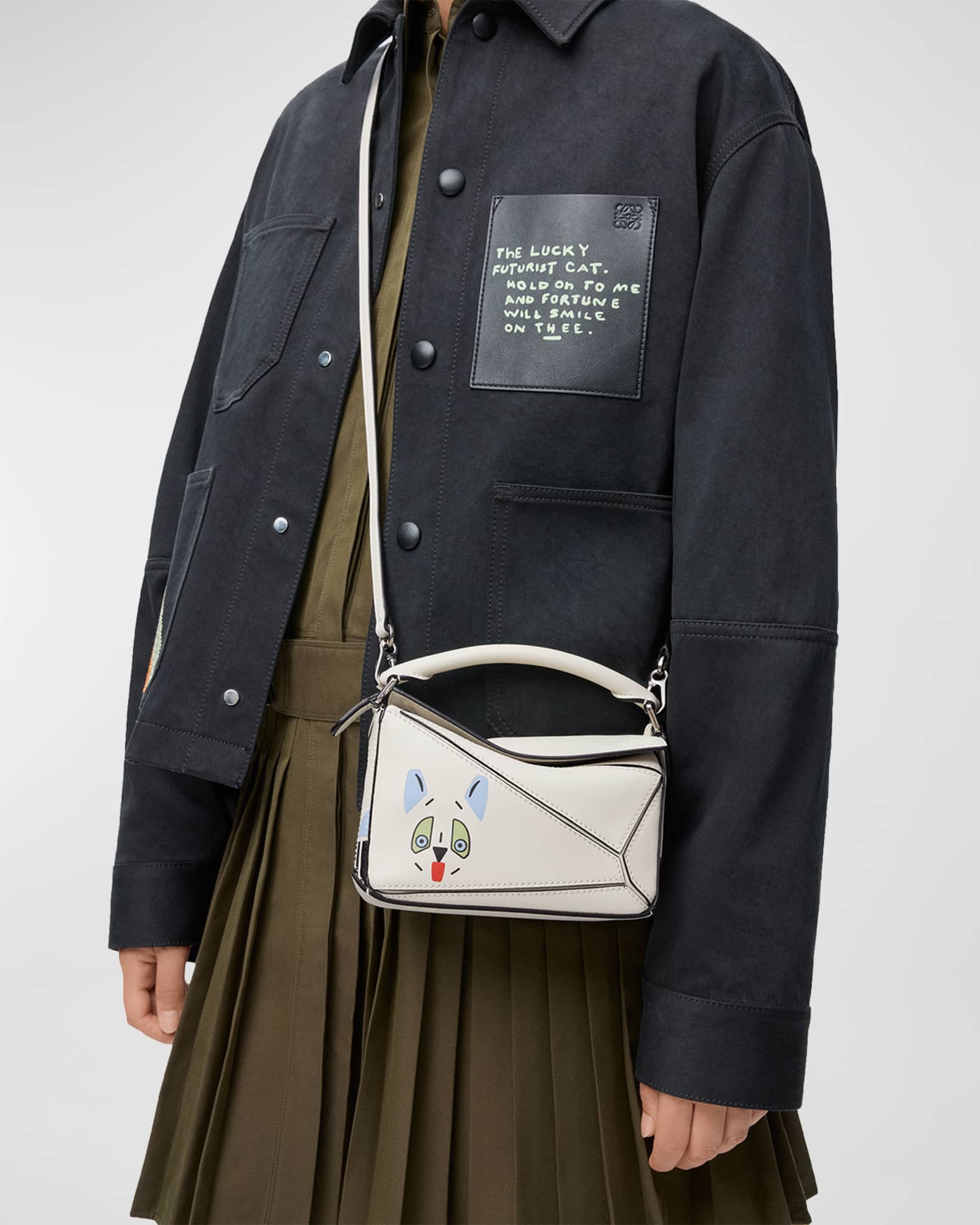 Loewe x Louis Wain Puzzle Futurist Cats Top-Handle Bag in Leather ...