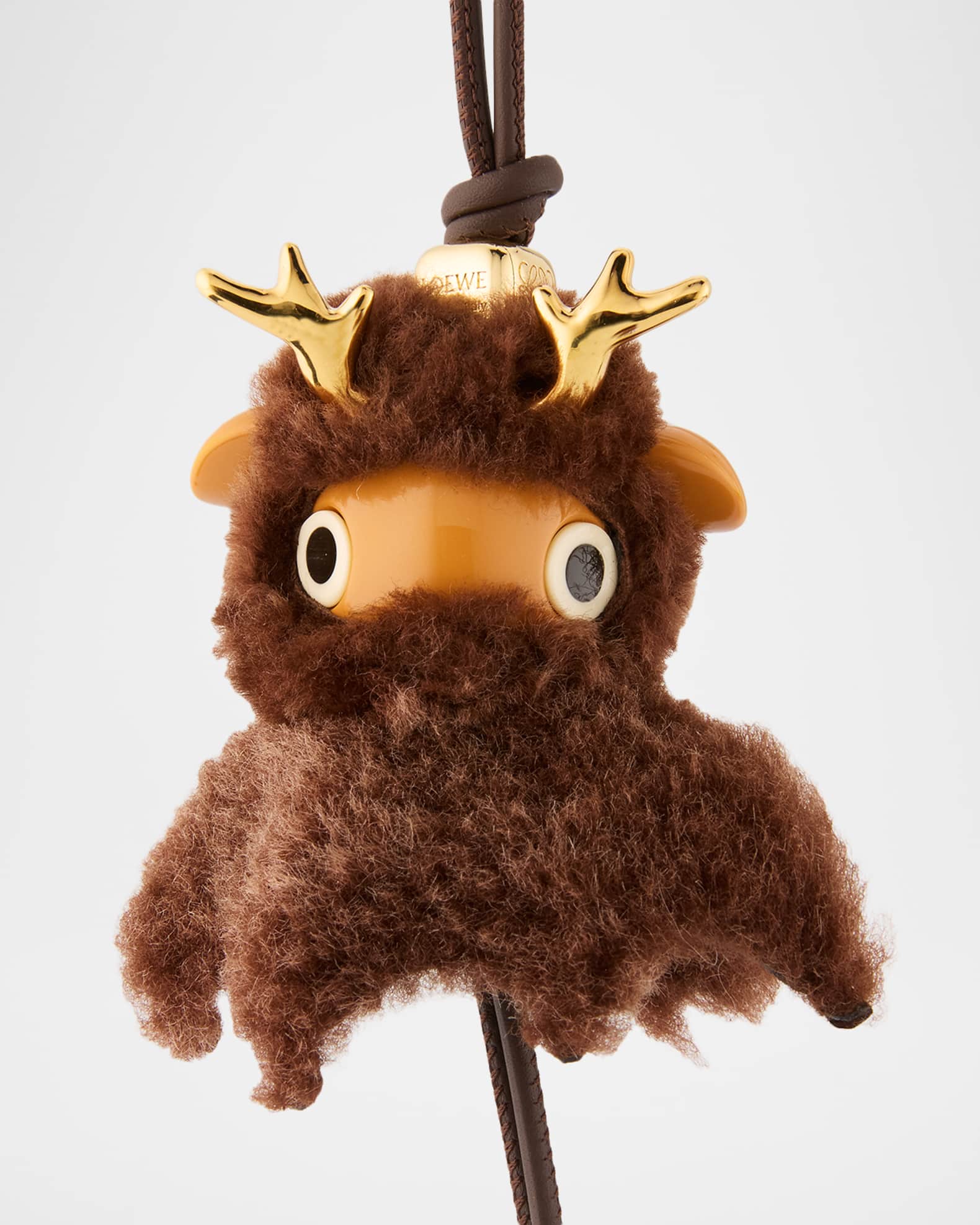 Loewe Fawnie Deer Bag Charm in Acetate & Shearling | Neiman Marcus