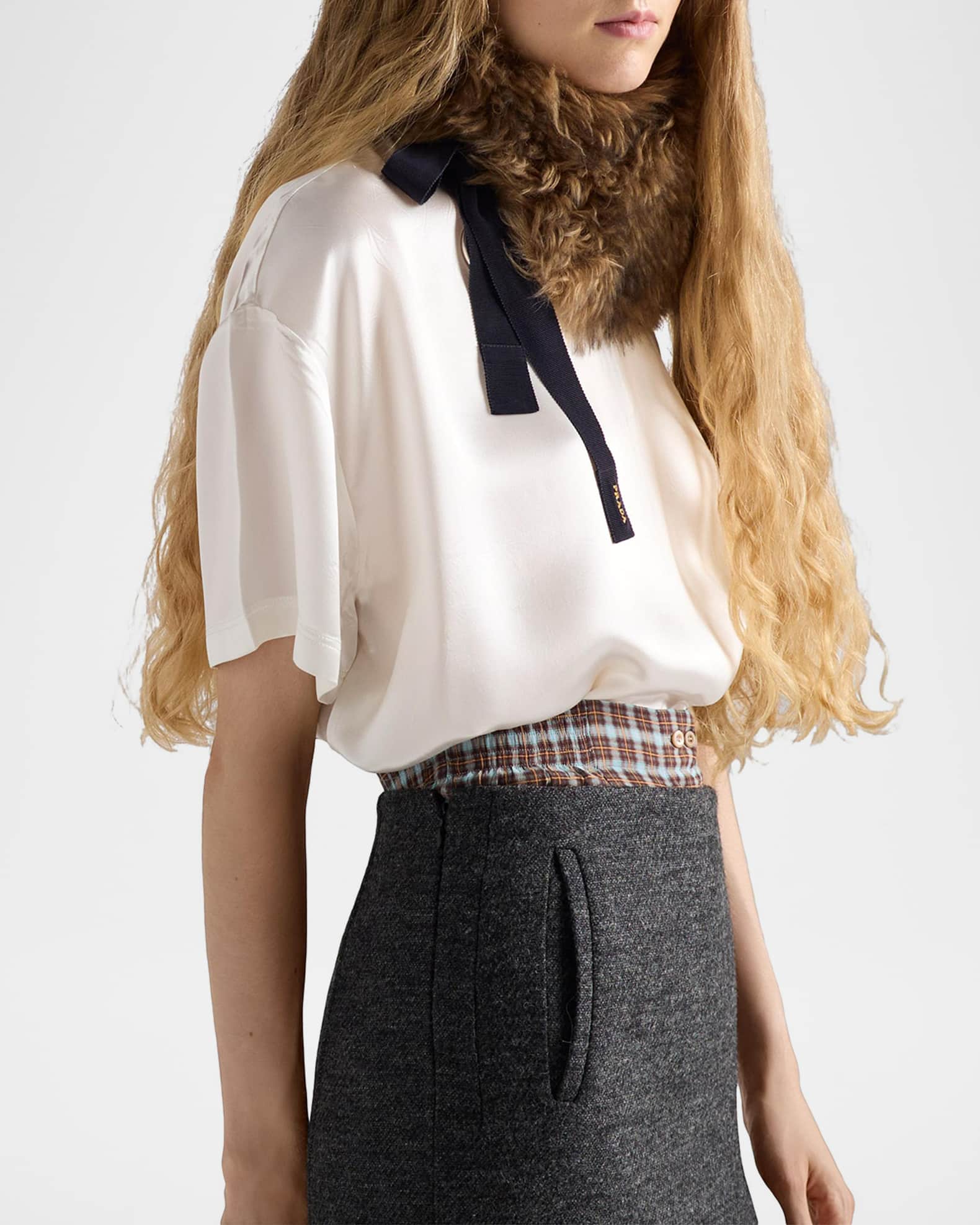 Prada Short-Sleeve Satin Top | Neiman Marcus