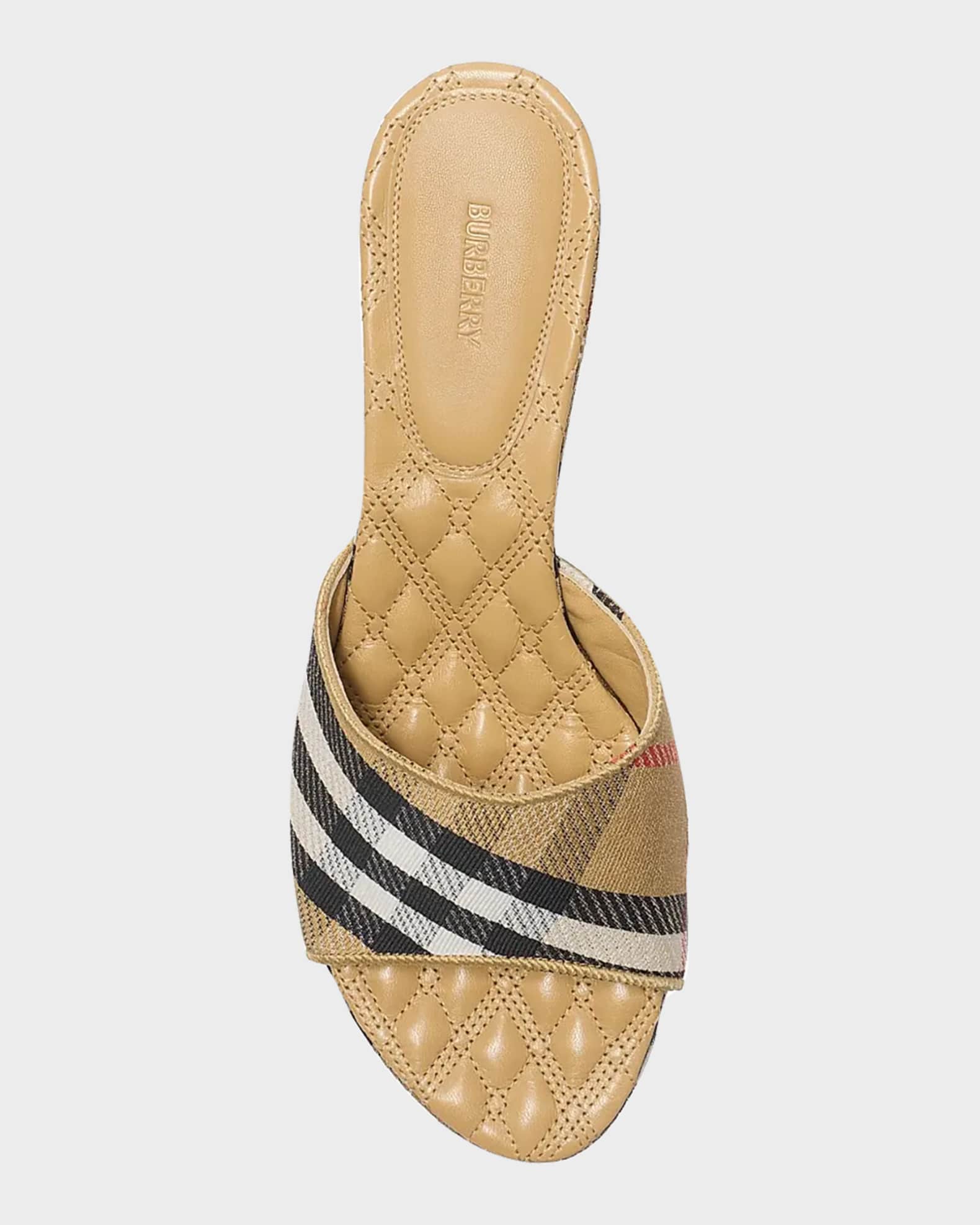 Burberry 45mm Sloane Check Kitten-Heel Mules | Neiman Marcus