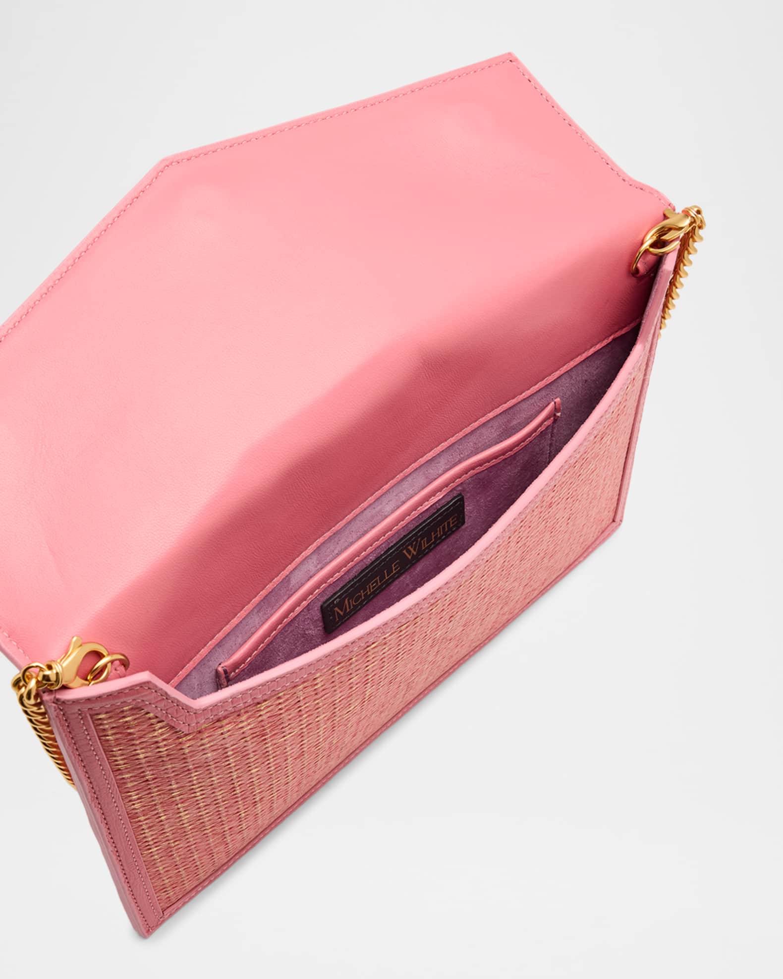MICHELLE WILHITE Brick Knot-Embellished Wicker Clutch Bag | Neiman Marcus