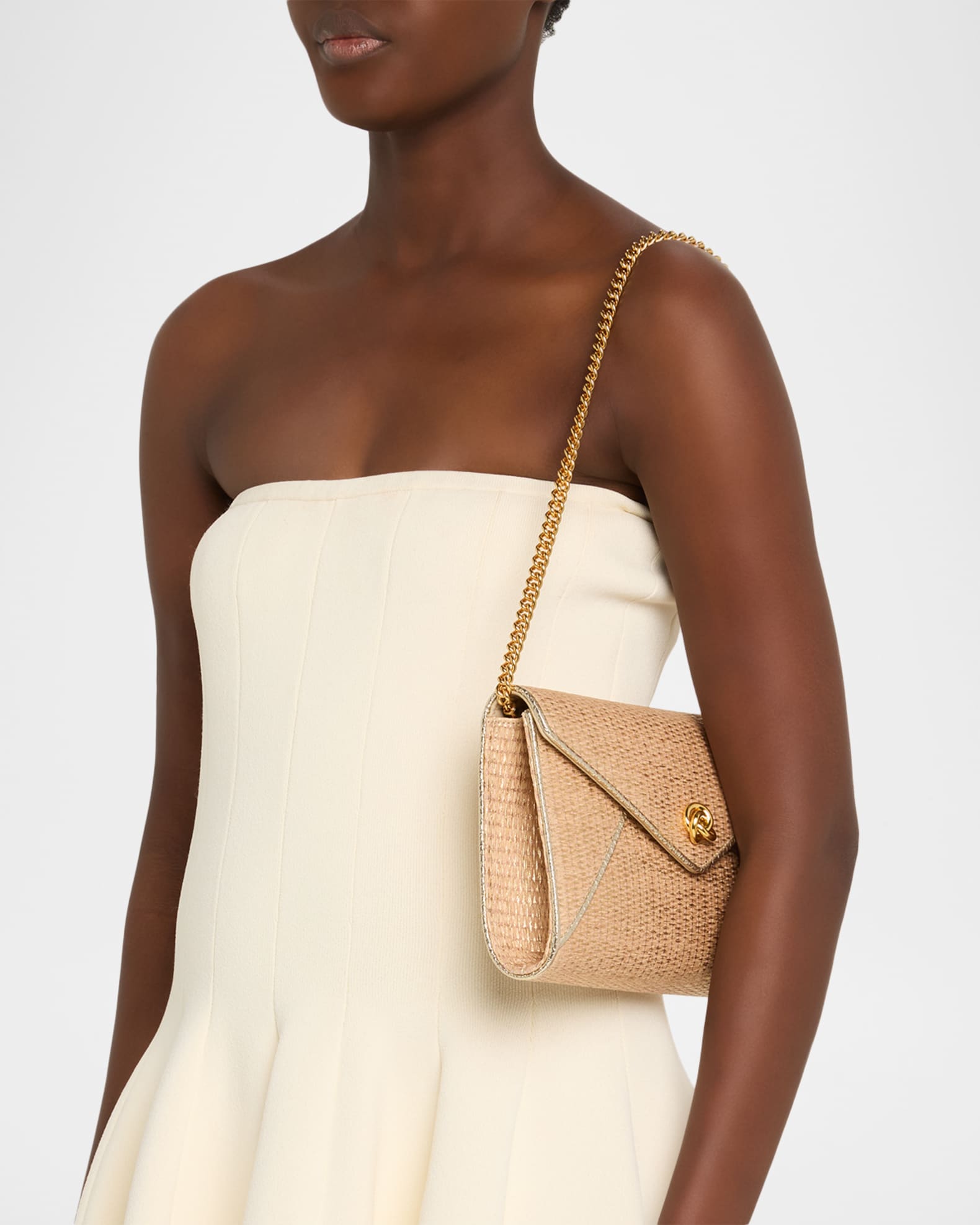 MICHELLE WILHITE Frieda Metallic Woven Clutch Bag | Neiman Marcus