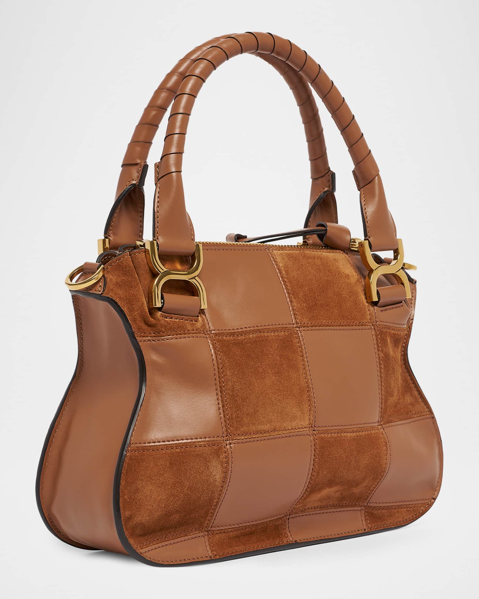 Chloe Marcie Medium Saddle Shoulder Bag in Patchwork Leather | Neiman ...