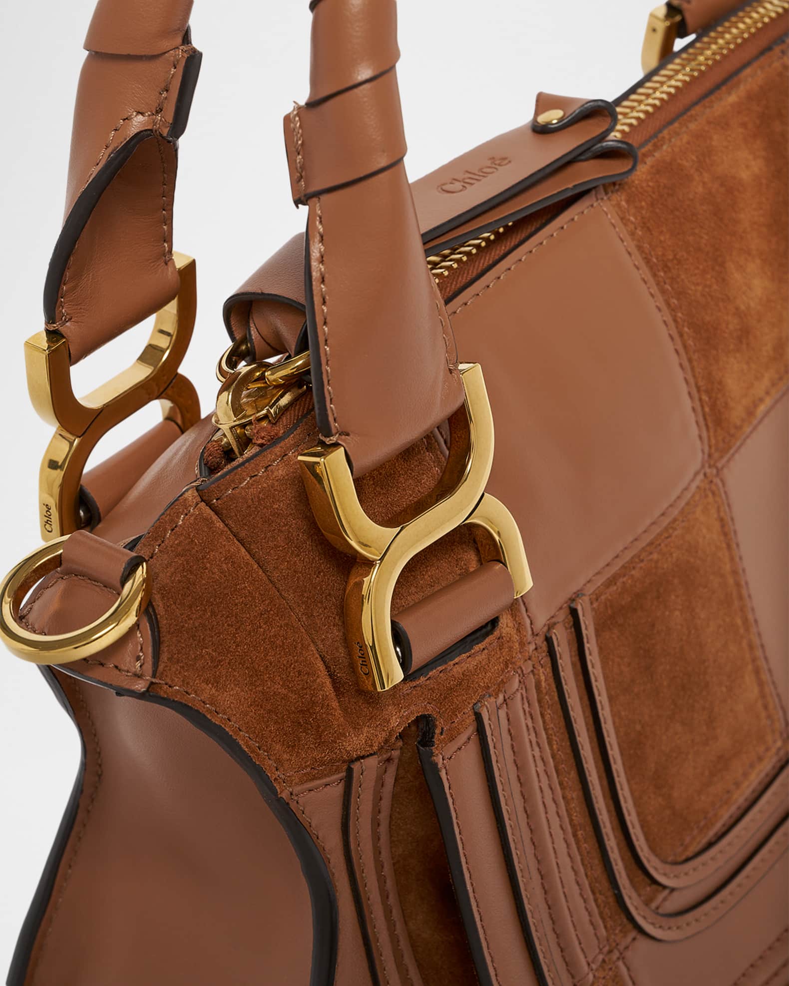 Chloe Marcie Medium Saddle Shoulder Bag in Patchwork Leather | Neiman ...