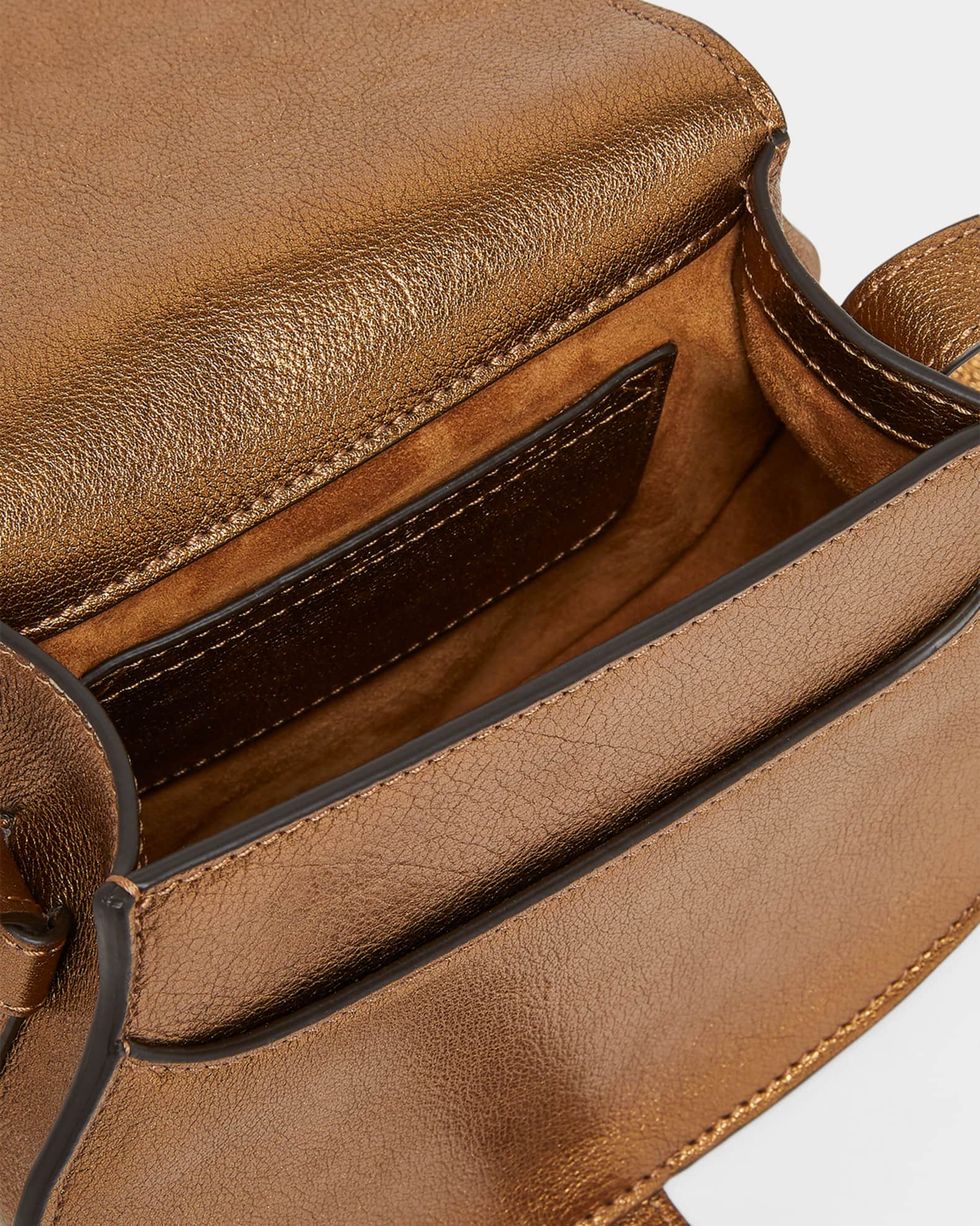 Chloe Marcie Small Saddle Crossbody Bag in Metallic Leather | Neiman Marcus