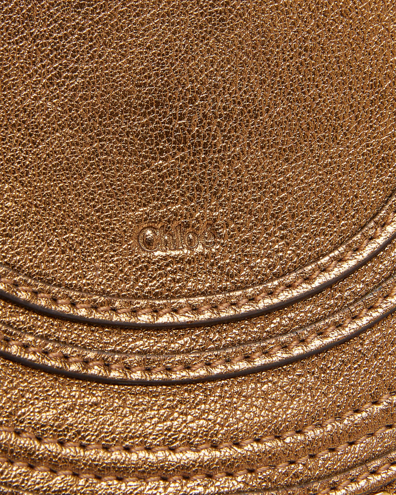 Chloe Marcie Small Saddle Crossbody Bag in Metallic Leather | Neiman Marcus