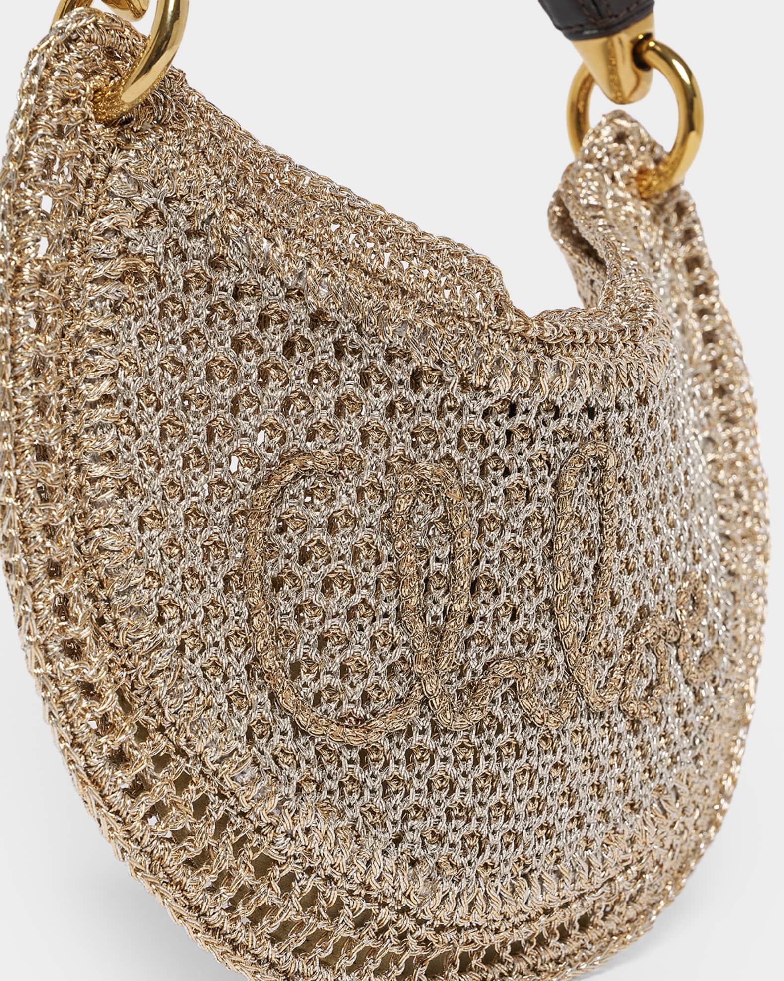 Chloe Summer Banana Mini Hobo Bag in Metallic Crochet | Neiman Marcus