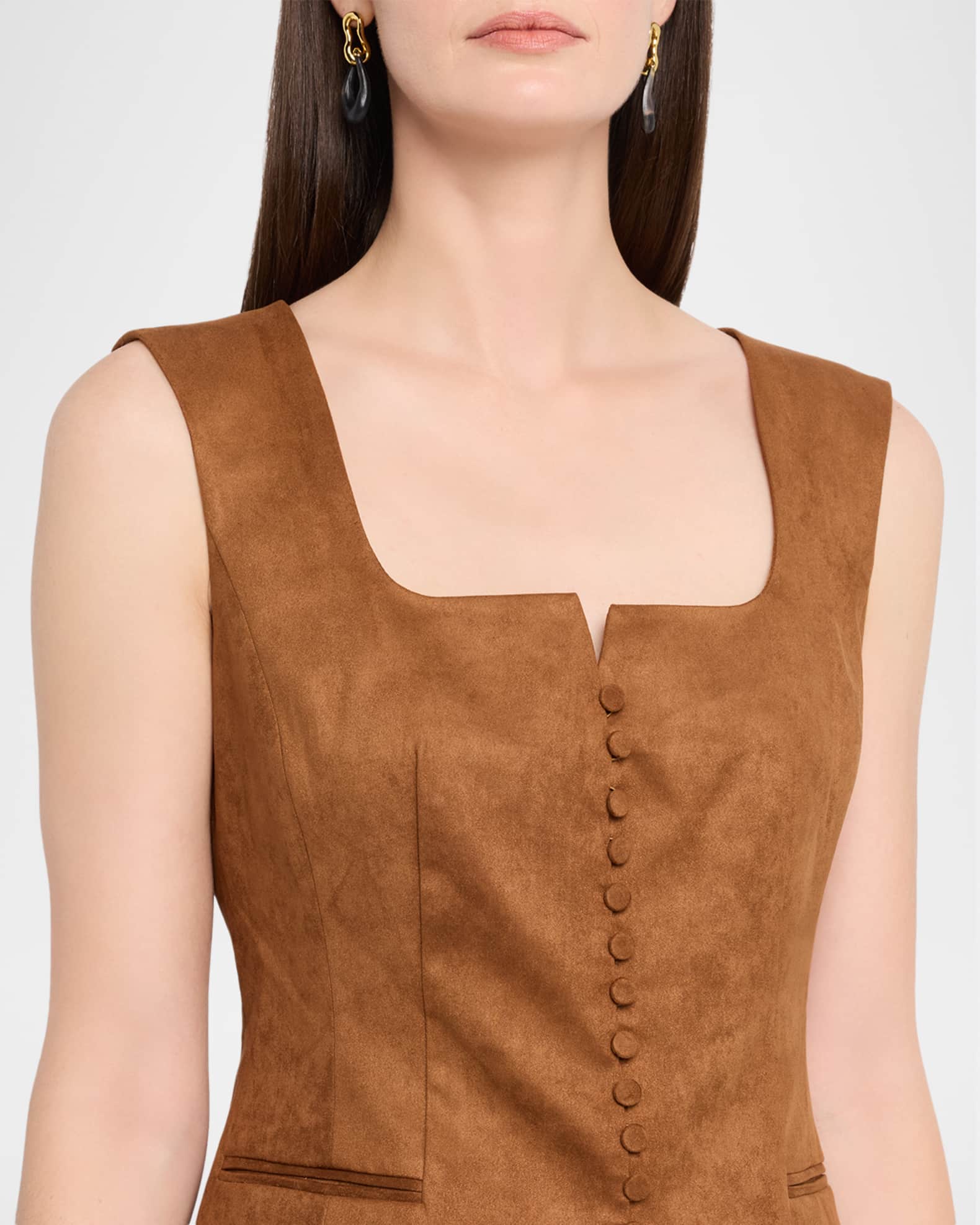 Toccin Ariana Faux Suede Button-Front Vest | Neiman Marcus
