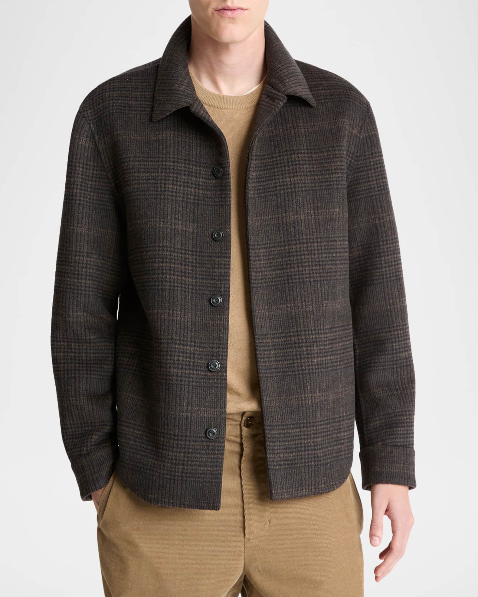 Vince Men's Plaid Splittable Wool-Blend Shirt Jacket | Neiman Marcus