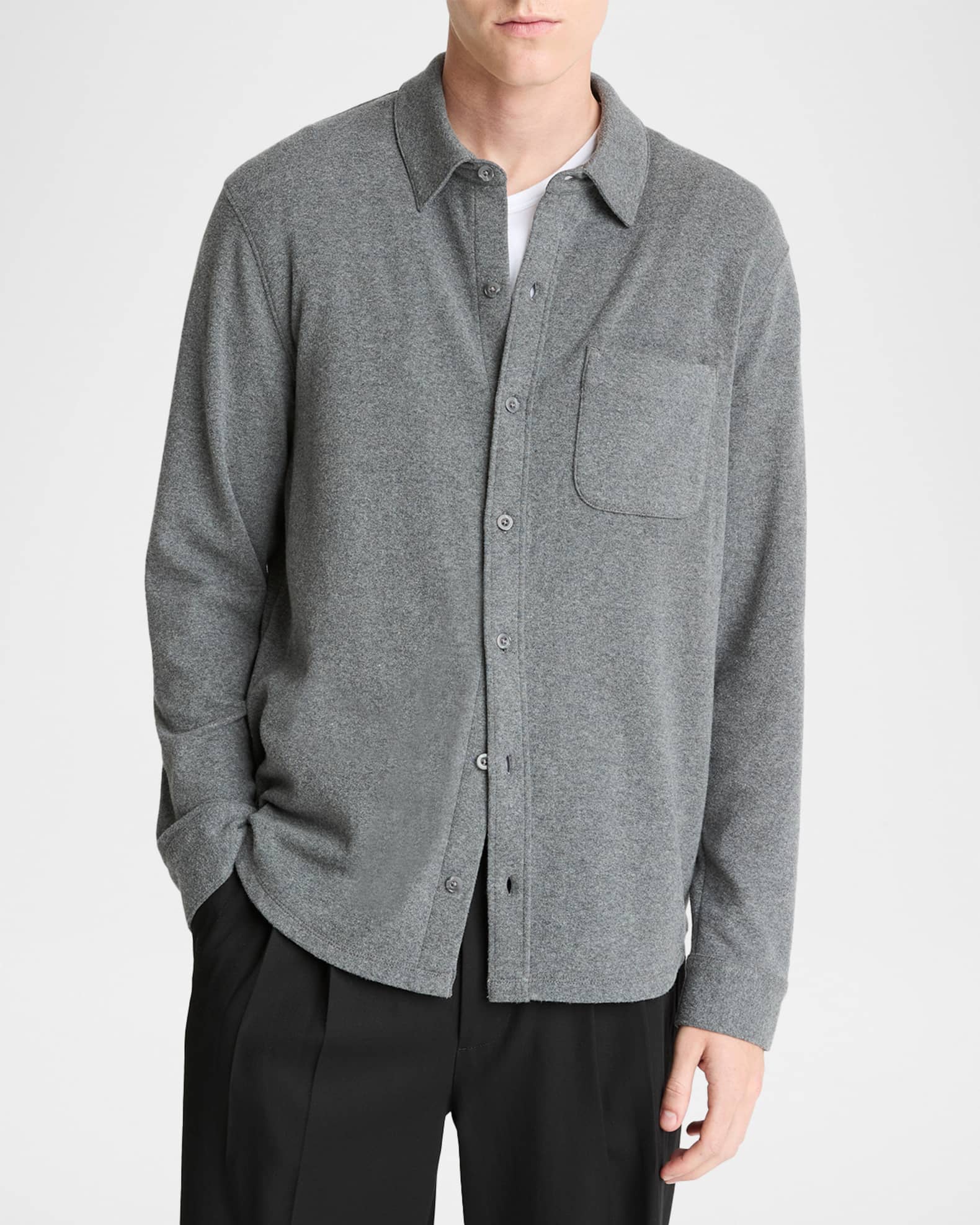 Vince Men's Knit Cotton-Blend Button-Down Shirt | Neiman Marcus