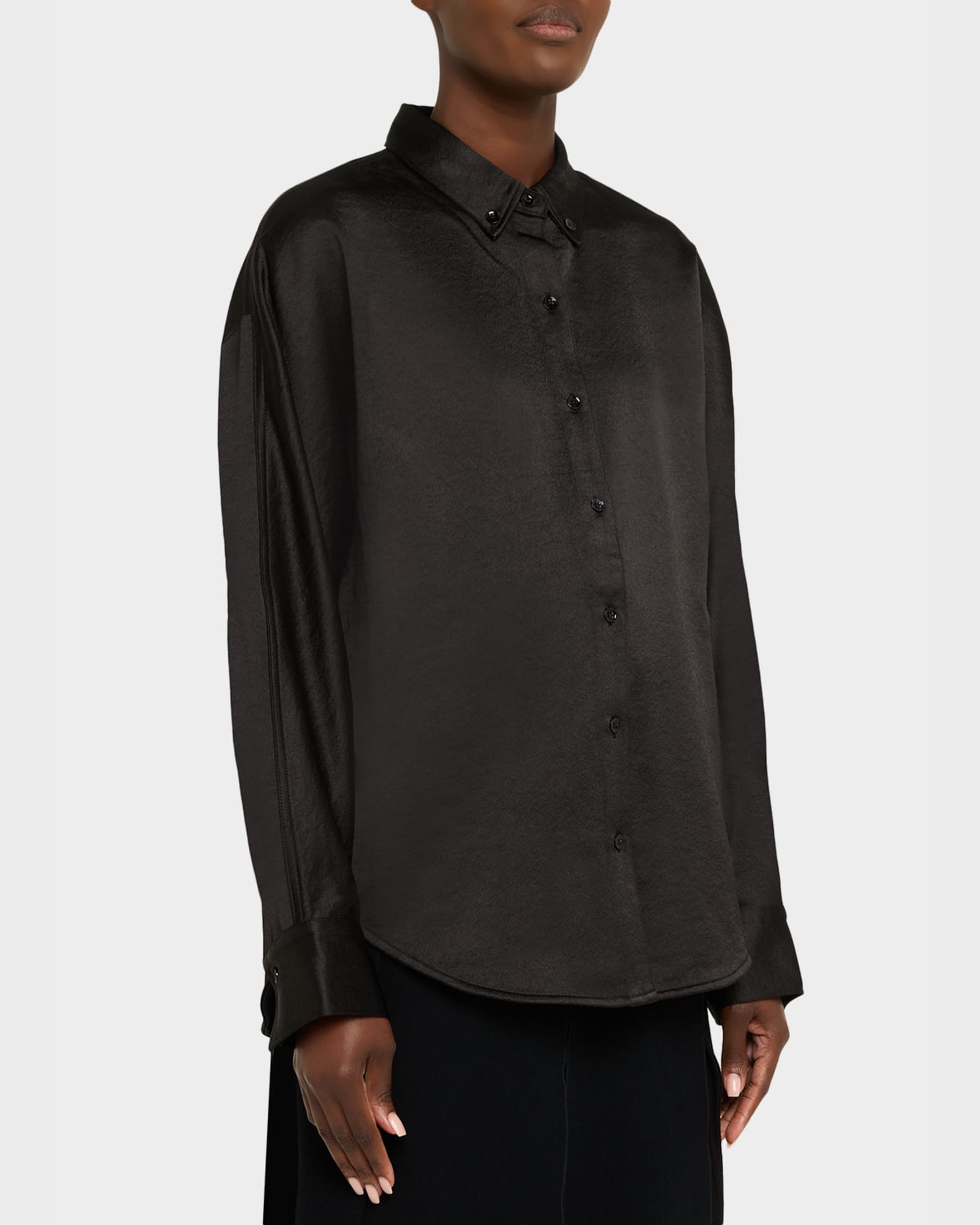Proenza Schouler White Label Caroline Button-Front Crepe Shirt | Neiman ...