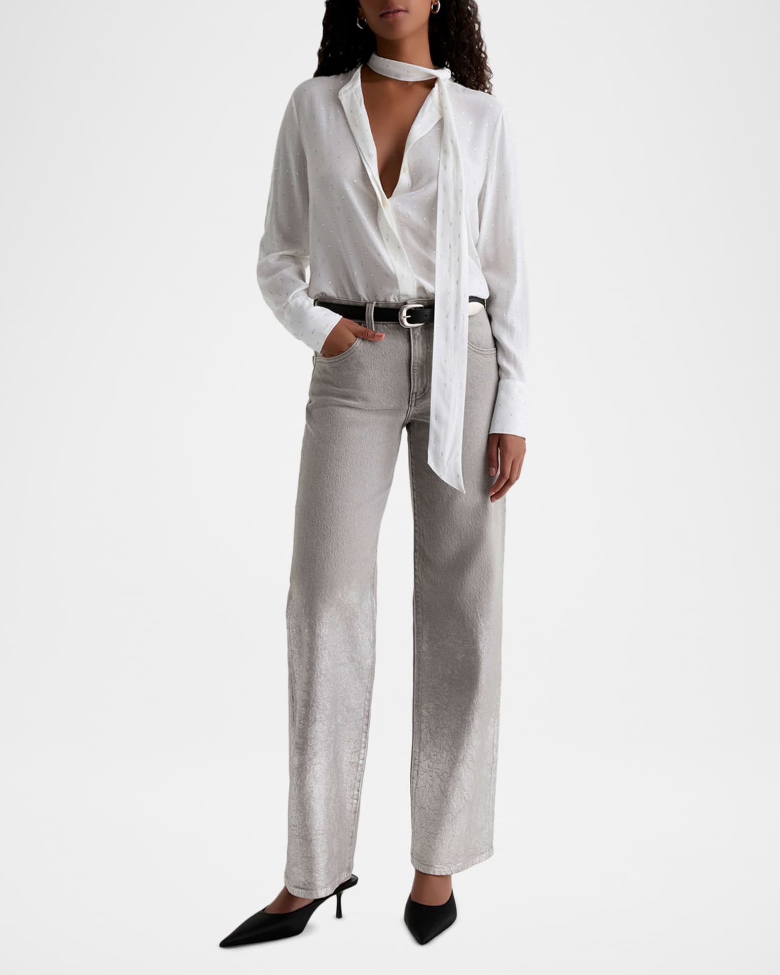 AG Jeans Saige Mid-Rise Wide-Leg Jeans | Neiman Marcus