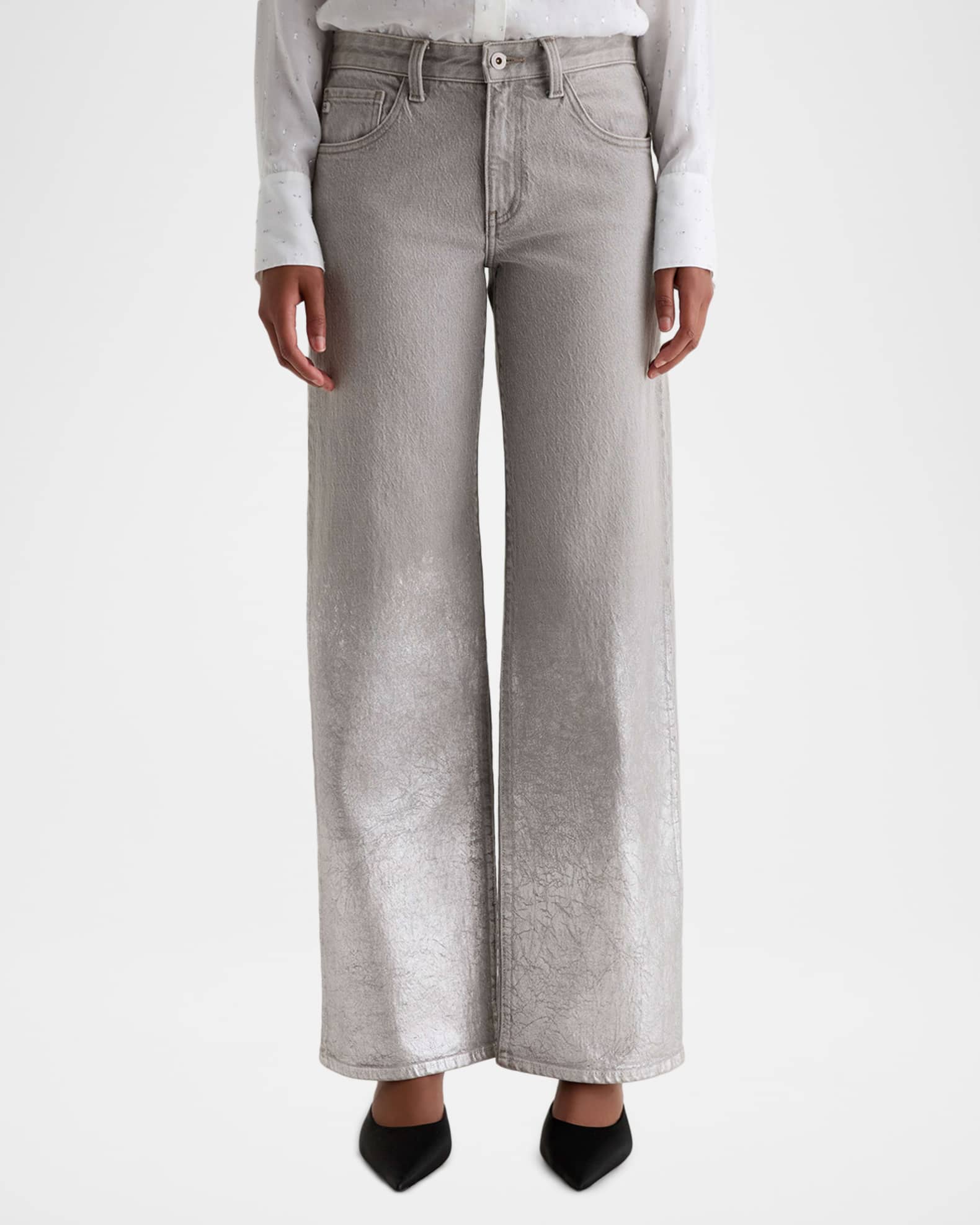 AG Jeans Saige Mid-Rise Wide-Leg Jeans | Neiman Marcus