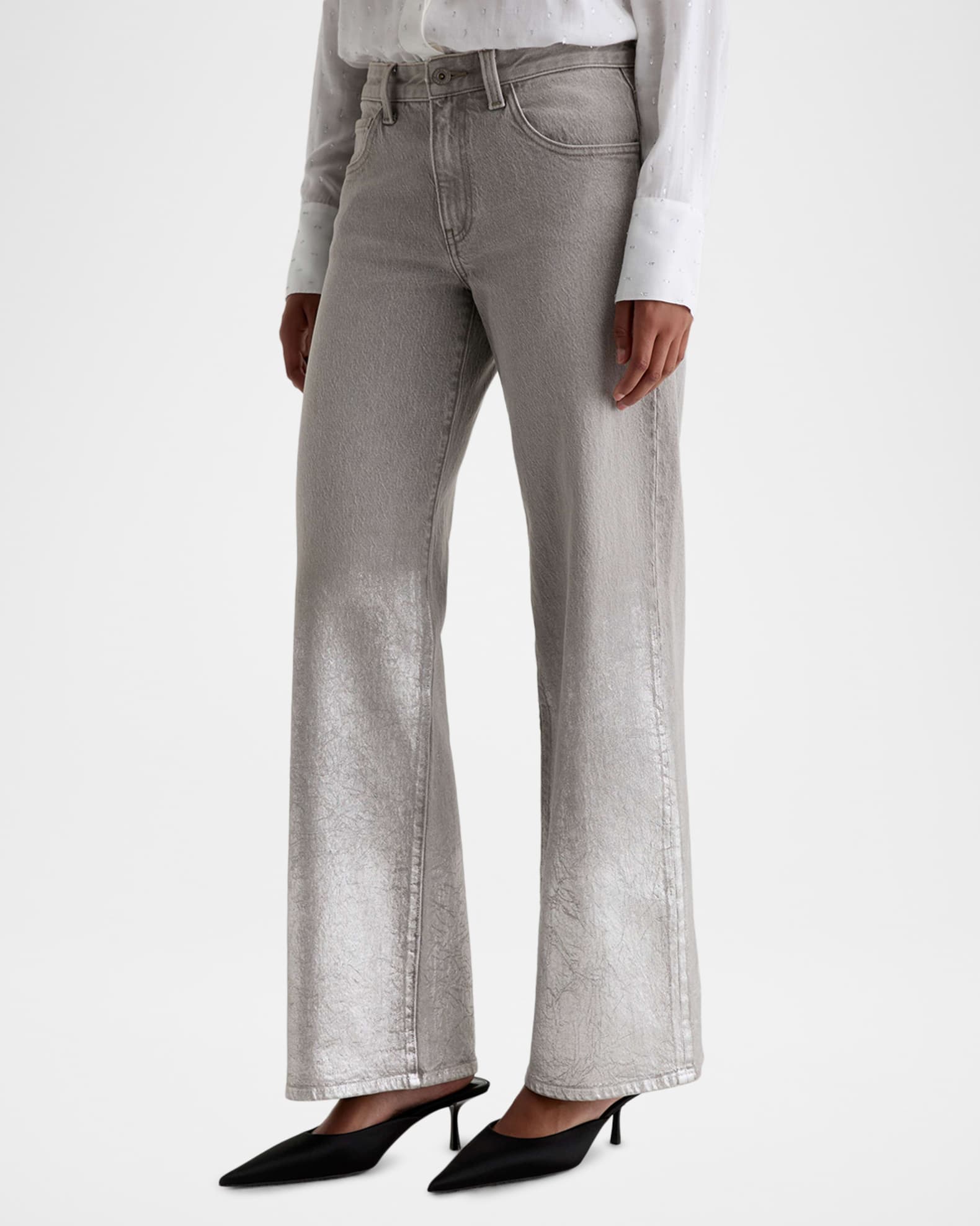 AG Jeans Saige Mid-Rise Wide-Leg Jeans | Neiman Marcus