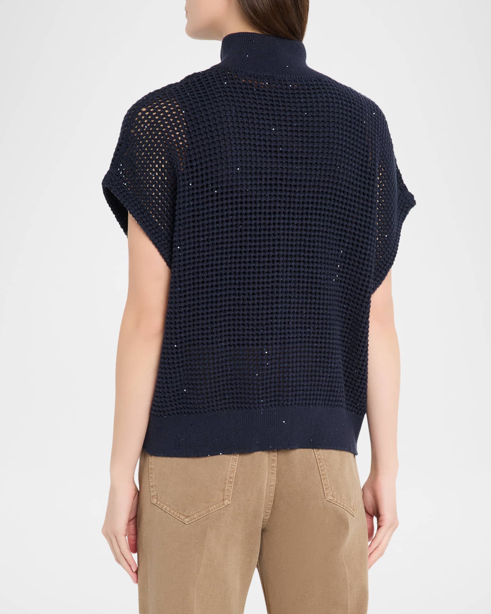 Brunello Cucinelli Cotton-Linen Mesh Short-Sleeve Zip Jacket | Neiman ...