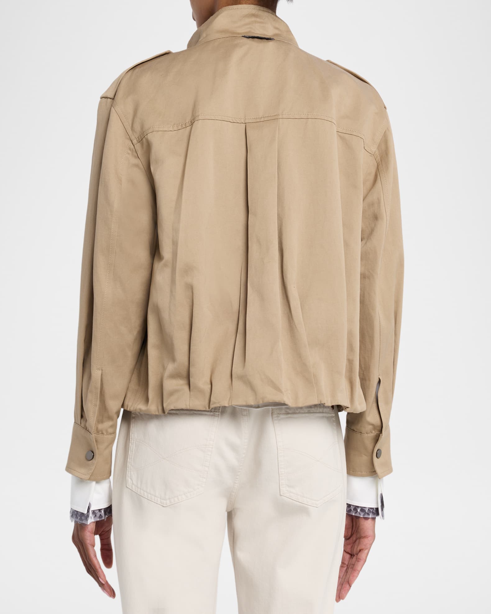 Brunello Cucinelli Techno Cotton Linen Utility Jacket | Neiman Marcus