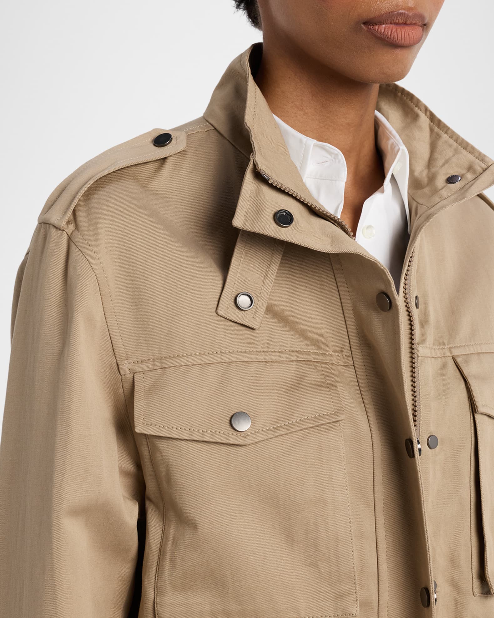 Brunello Cucinelli Techno Cotton Linen Utility Jacket | Neiman Marcus