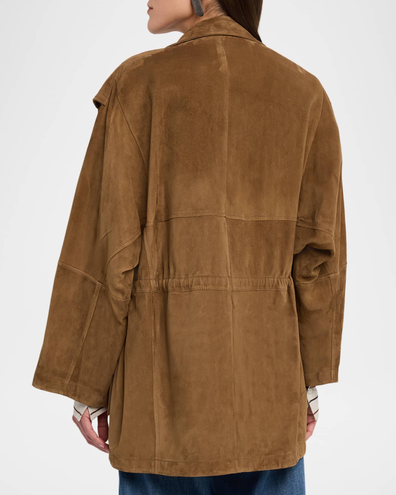Brunello Cucinelli Couture Suede Utility Jacket | Neiman Marcus