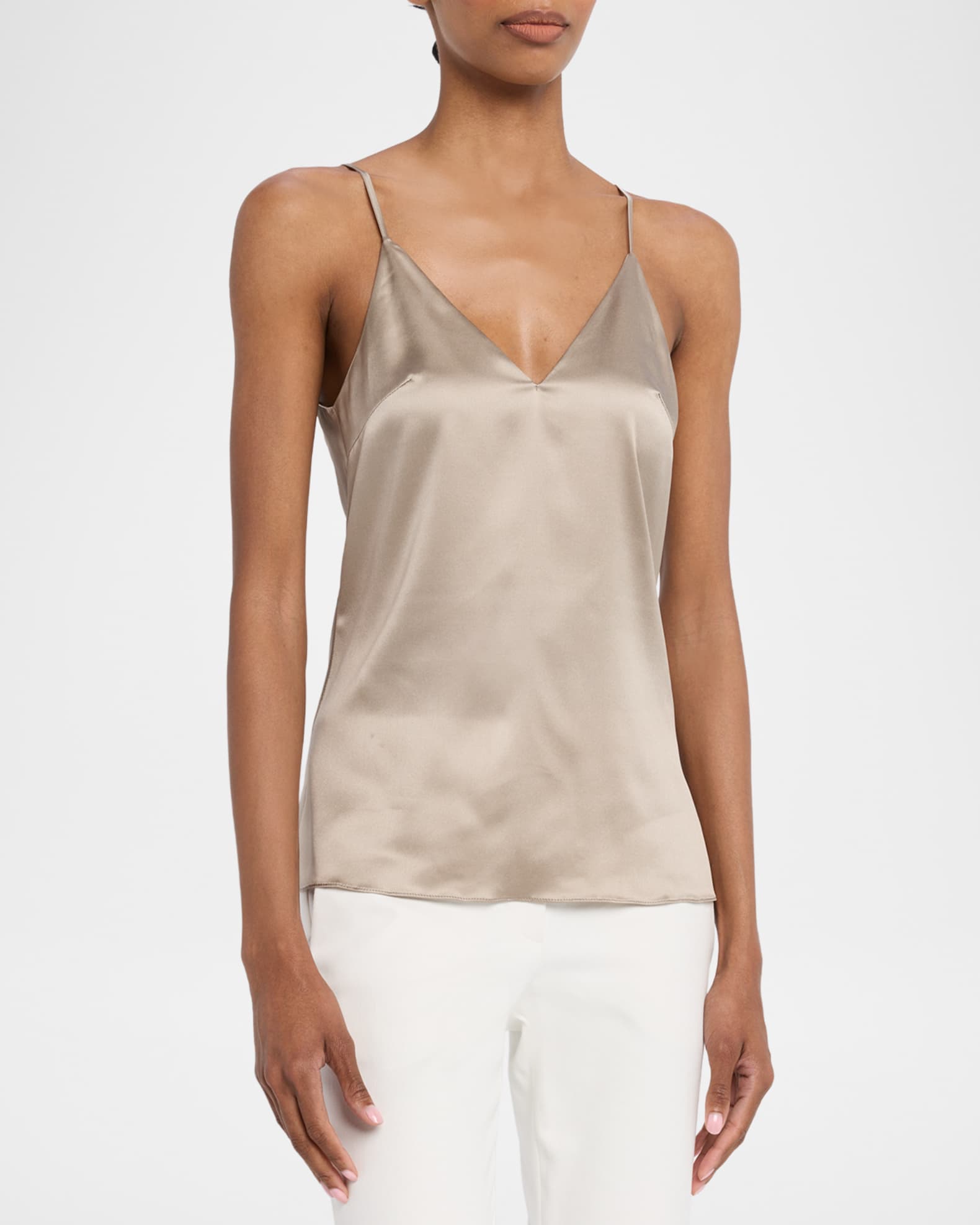 Brunello Cucinelli Silk V-Neck Camisole Top | Neiman Marcus