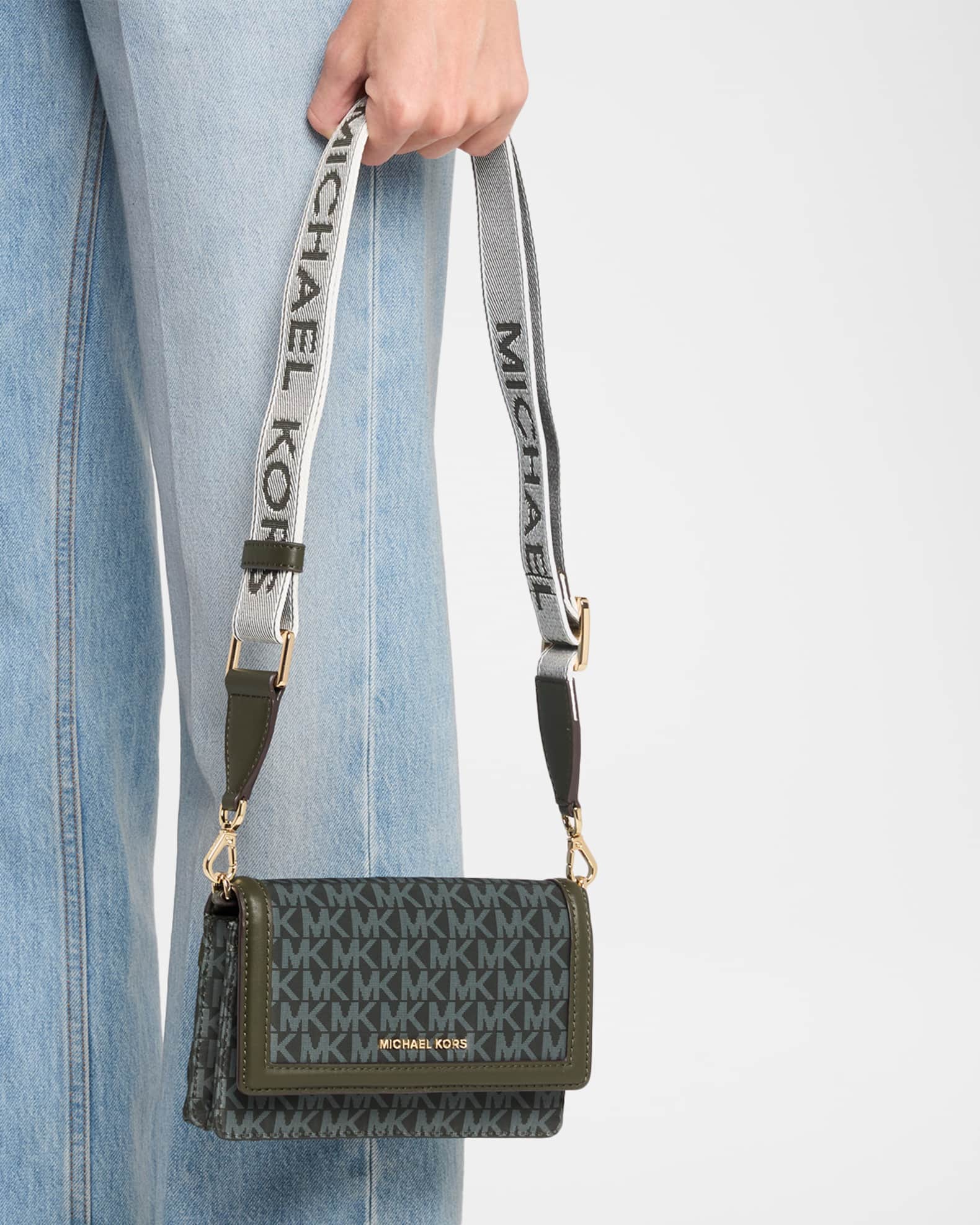 MICHAEL Michael Kors Jet Set Small Logo-Print Phone Case Crossbody Bag ...