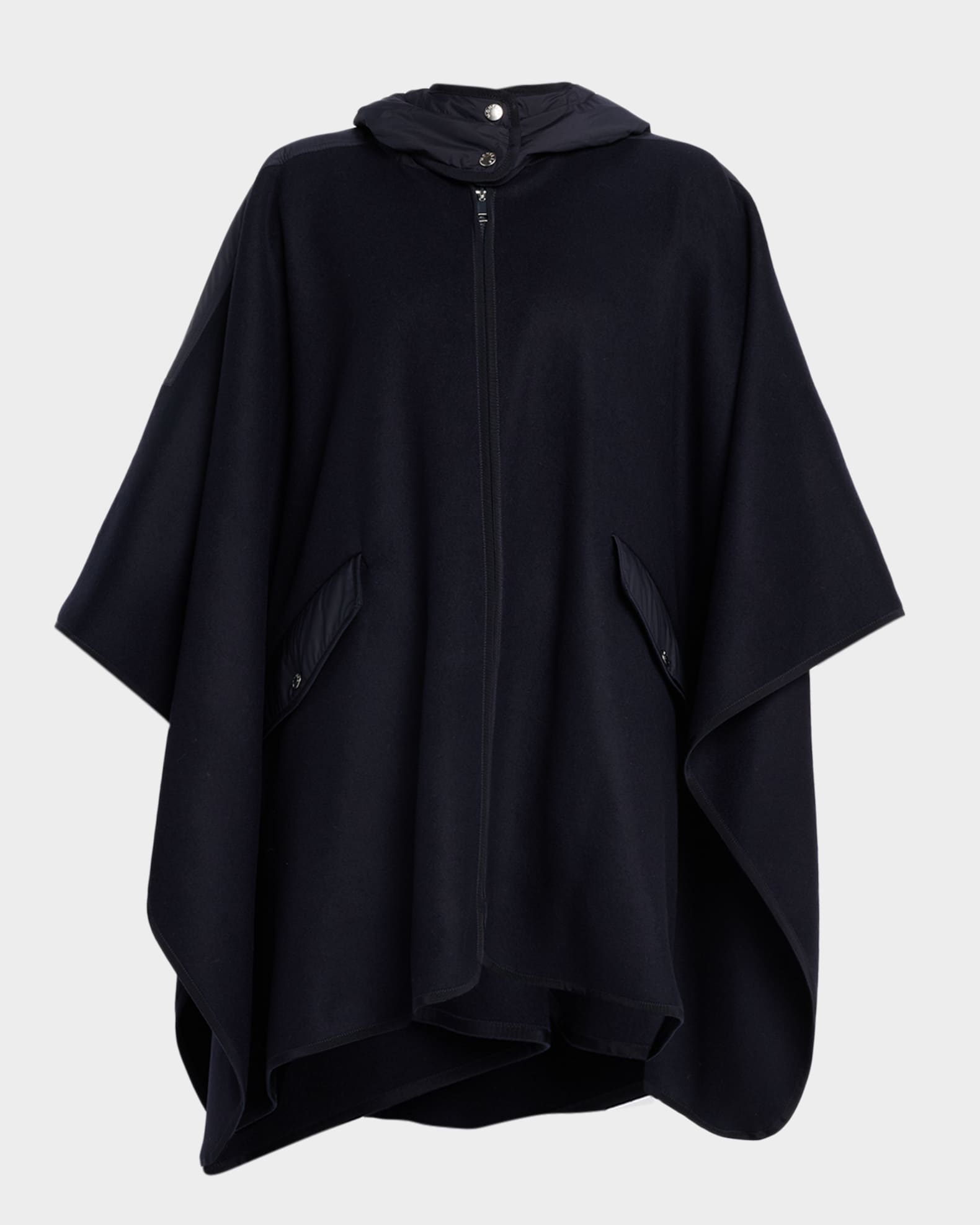 Moncler Hooded Zip-Front Cape | Neiman Marcus