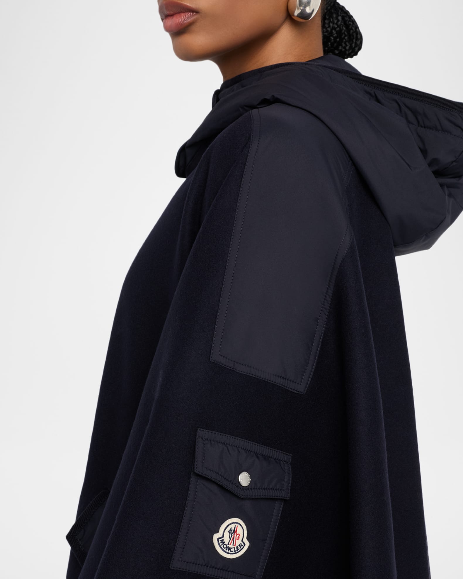 Moncler Hooded Zip-Front Cape | Neiman Marcus