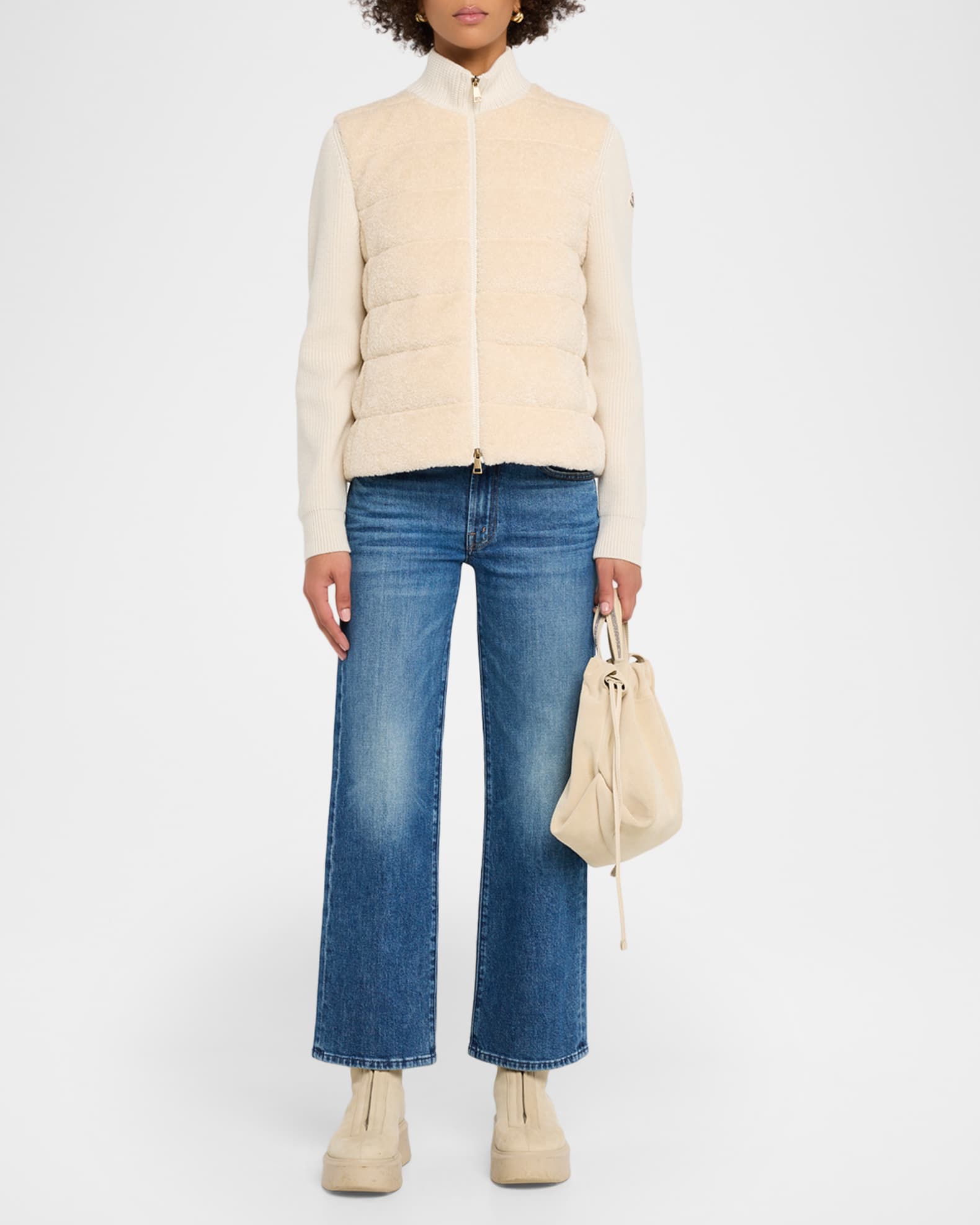 Moncler Padded Teddy & Wool Cardigan | Neiman Marcus
