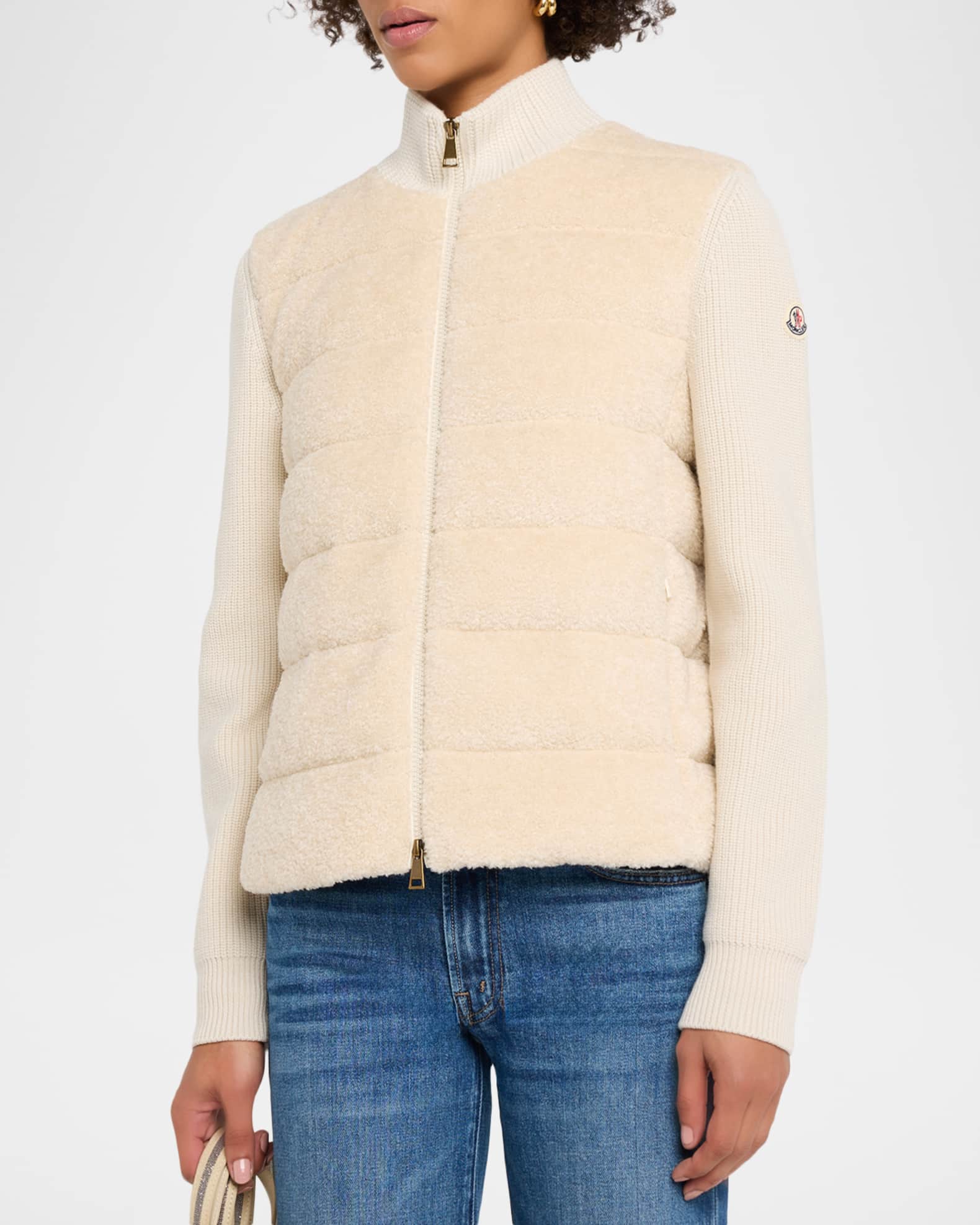 Moncler Padded Teddy & Wool Cardigan | Neiman Marcus
