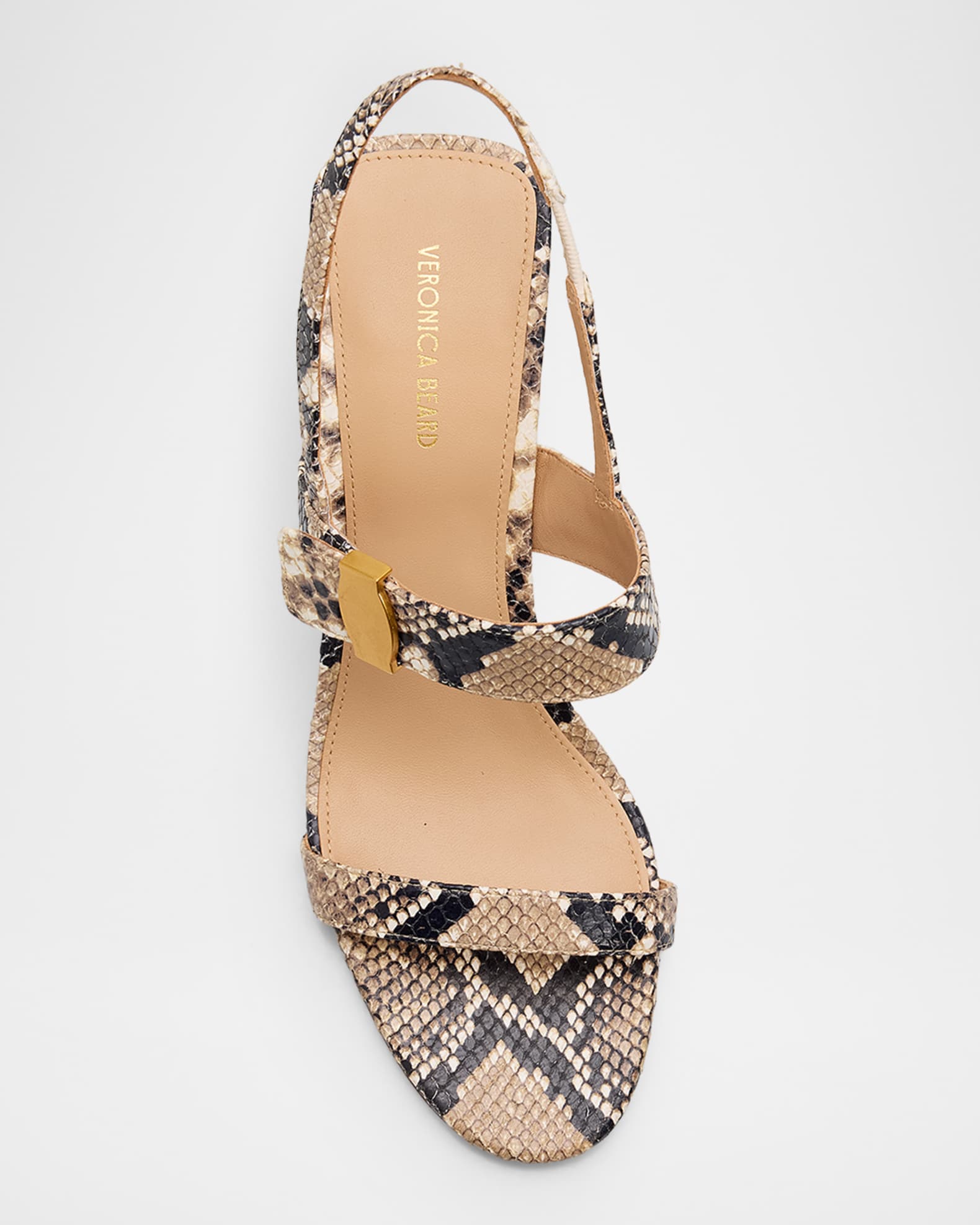 Veronica Beard 75mm Genetta Snake-Embossed Leather Sandals | Neiman Marcus