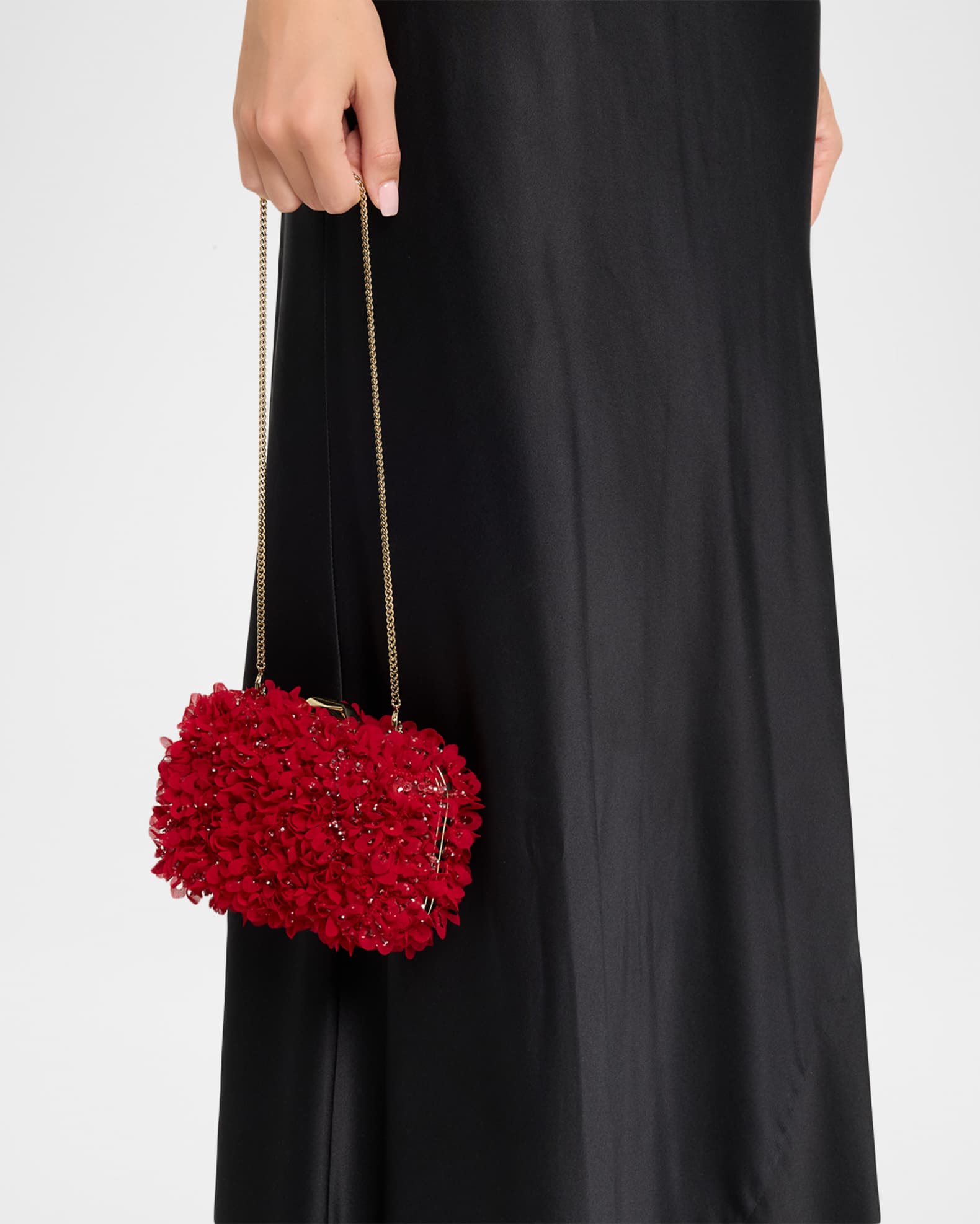 Jimmy Choo Cloud Beaded Petal Ruffle Clutch Bag | Neiman Marcus