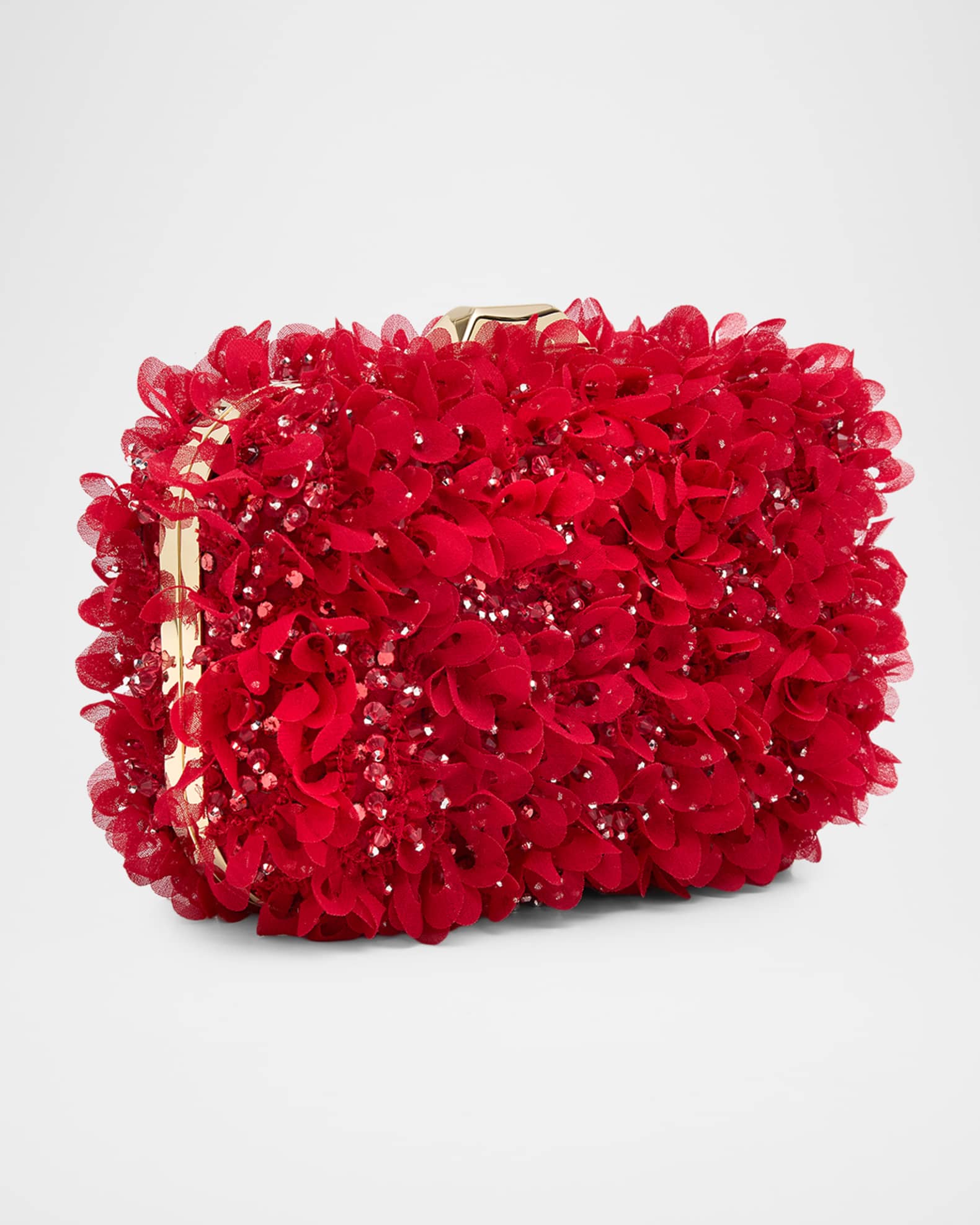 Jimmy Choo Cloud Beaded Petal Ruffle Clutch Bag | Neiman Marcus