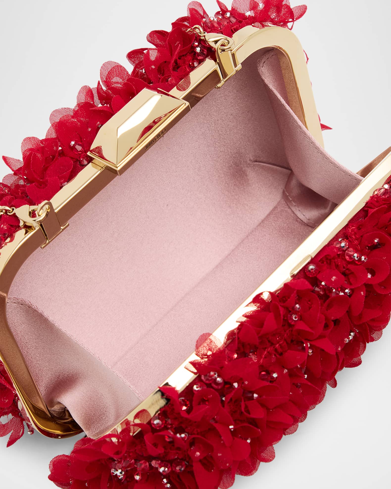 Jimmy Choo Cloud Beaded Petal Ruffle Clutch Bag | Neiman Marcus