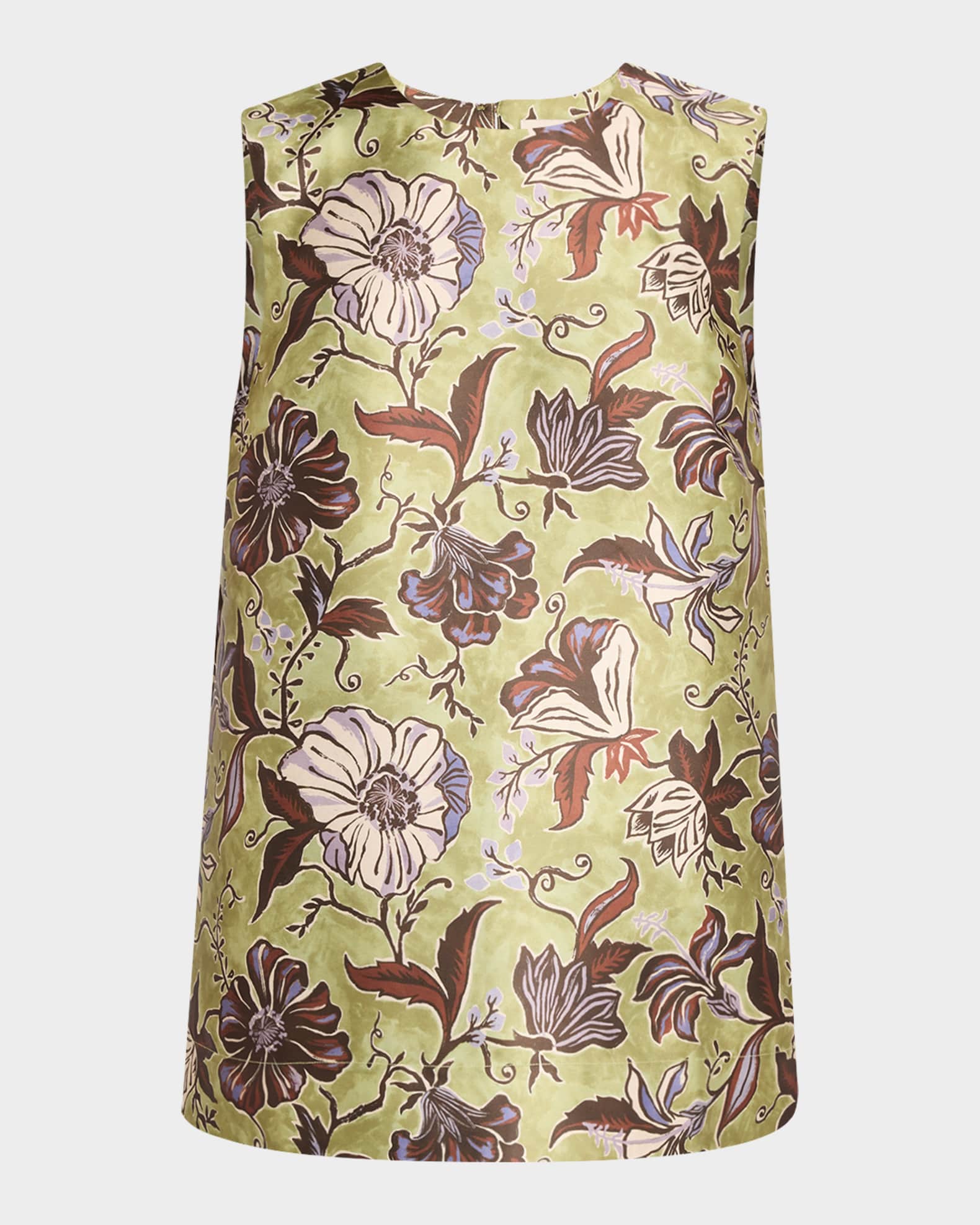 ALEMAIS Citron Sleeveless Floral-Print Boxy Top | Neiman Marcus
