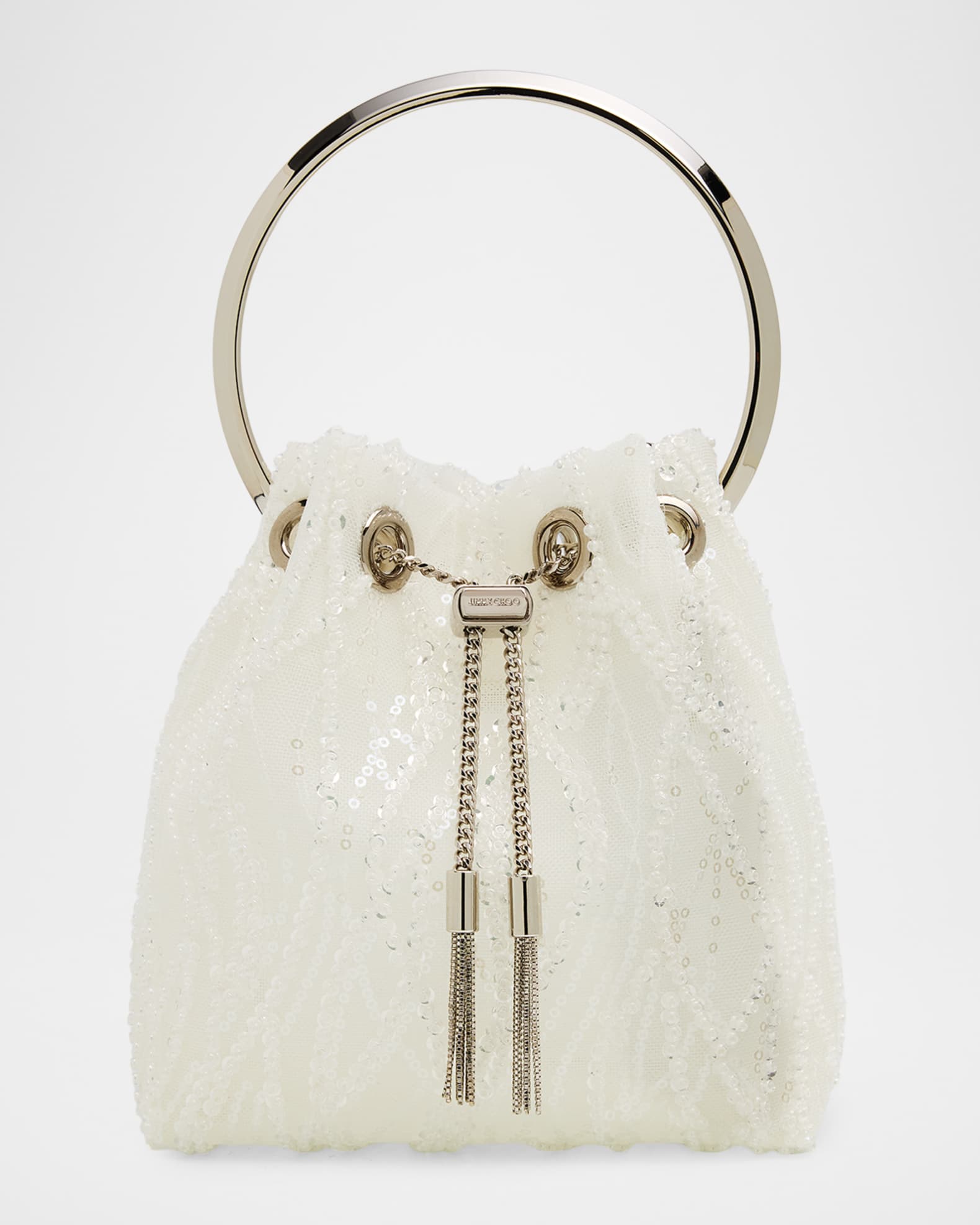 Jimmy Choo Bon Bon Sequined Mesh Top-Handle Bag | Neiman Marcus