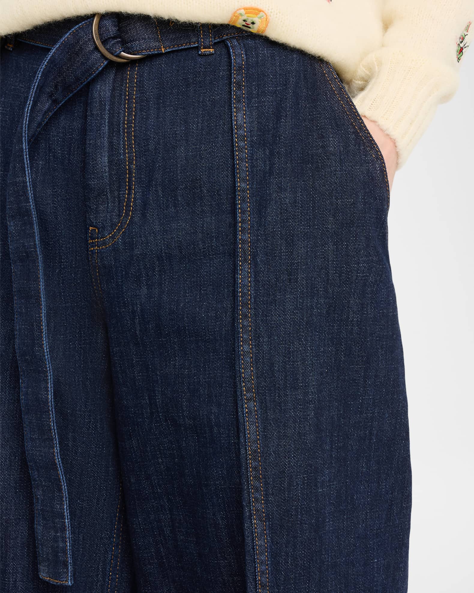 Loewe D-Ring Belted Wide-Leg Jeans | Neiman Marcus