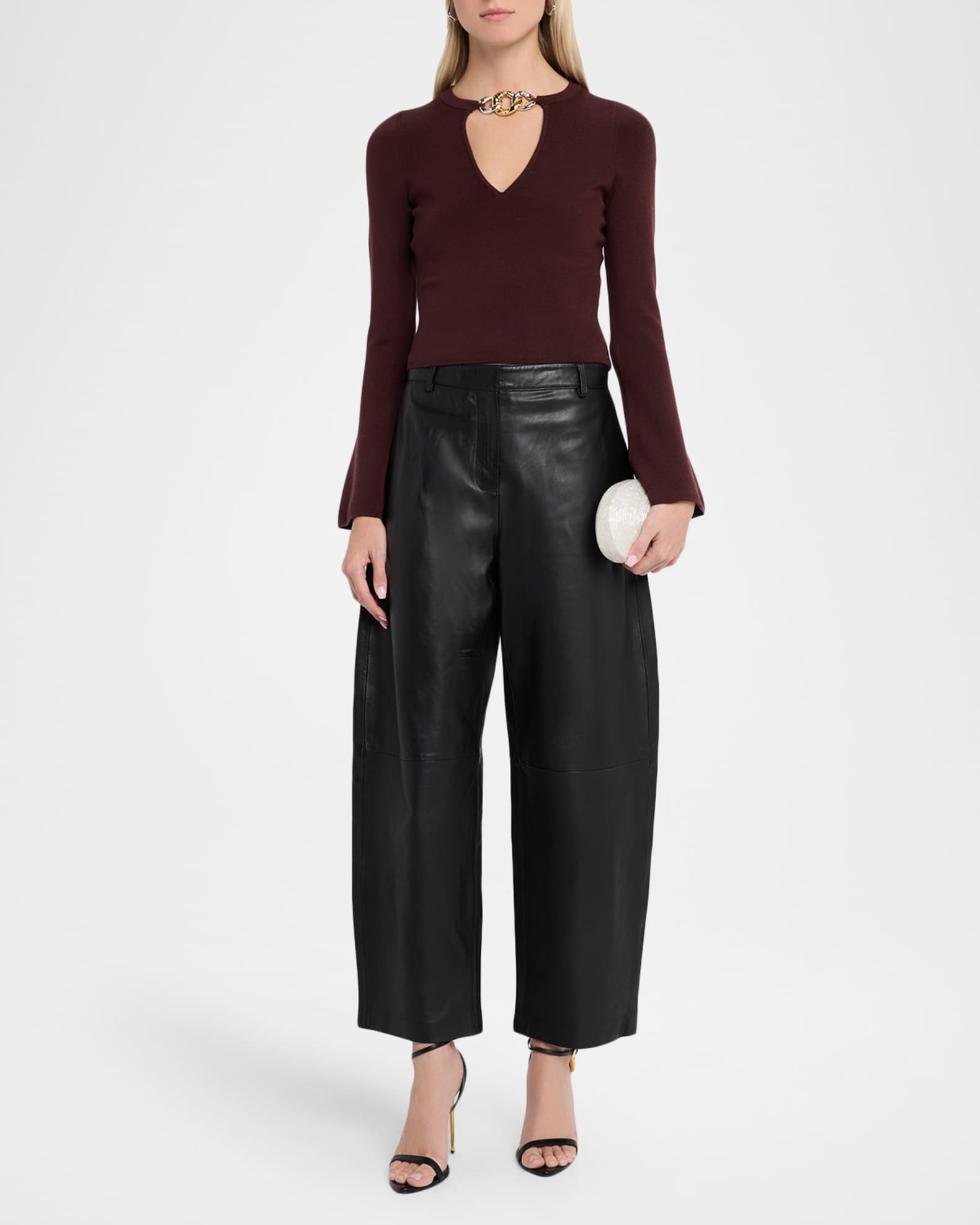 SIMKHAI Evren Wool Chain Cut-Out Top | Neiman Marcus