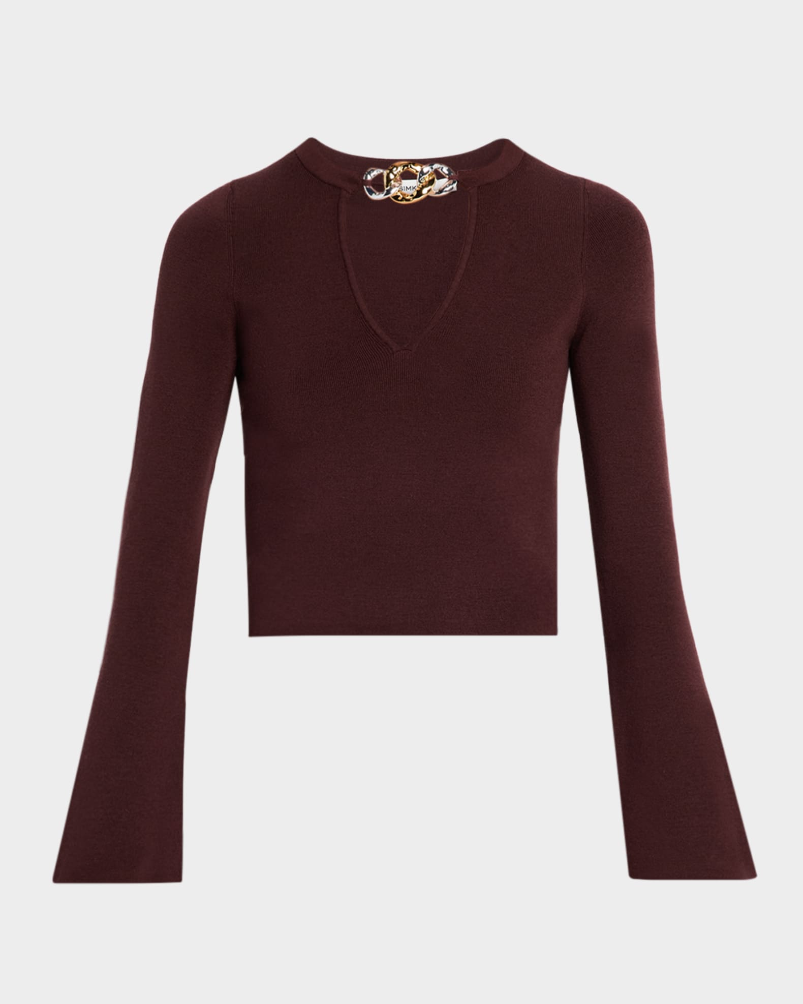 SIMKHAI Evren Wool Chain Cut-Out Top | Neiman Marcus