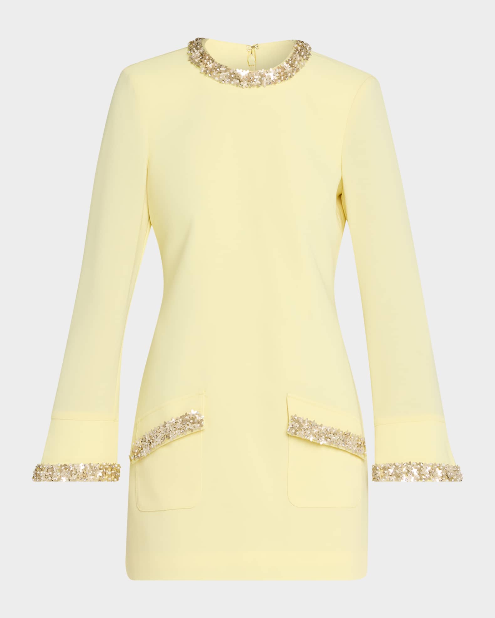Adi Long-Sleeve Floral Embellished Mini Dress | Neiman Marcus