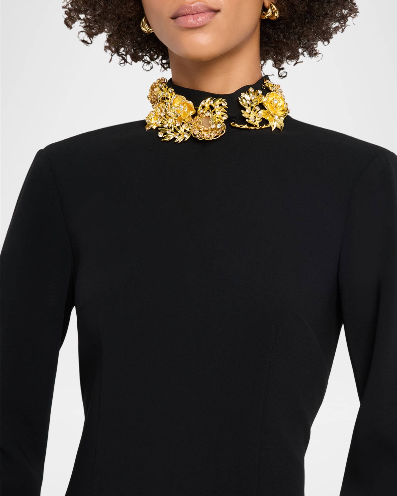 Cinq a Sept Ebby Brooches Long-Sleeve Mini Dress | Neiman Marcus