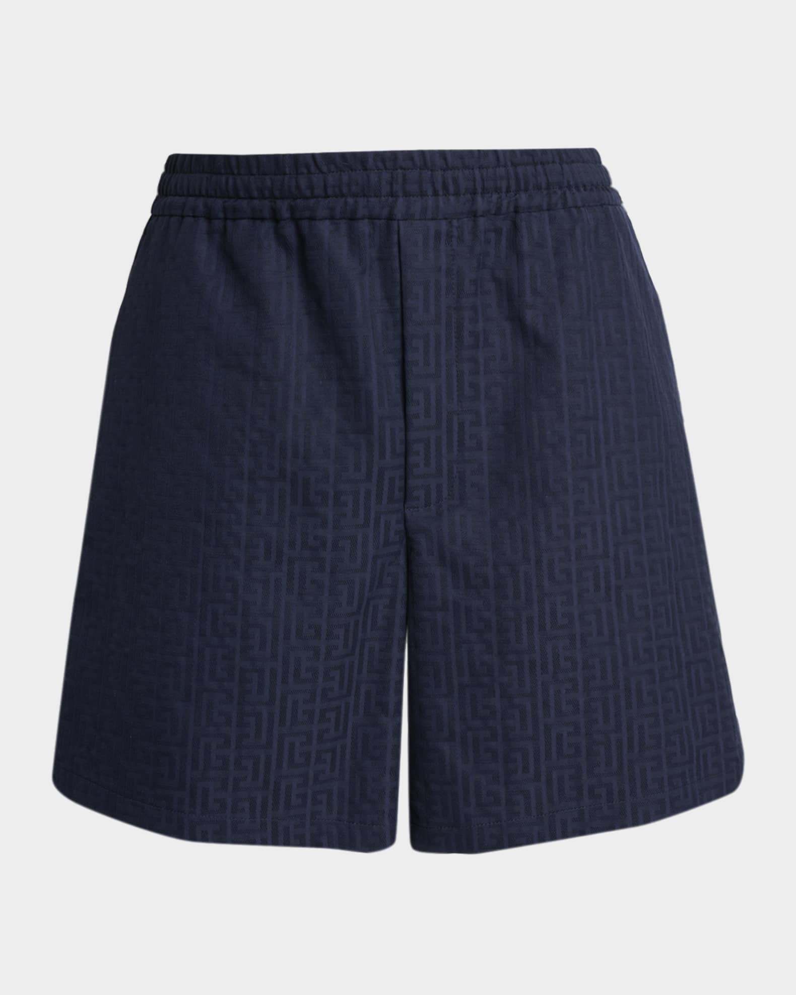 Balmain Men's Cotton PB Labyrinth Jacquard Pull-On Shorts | Neiman Marcus