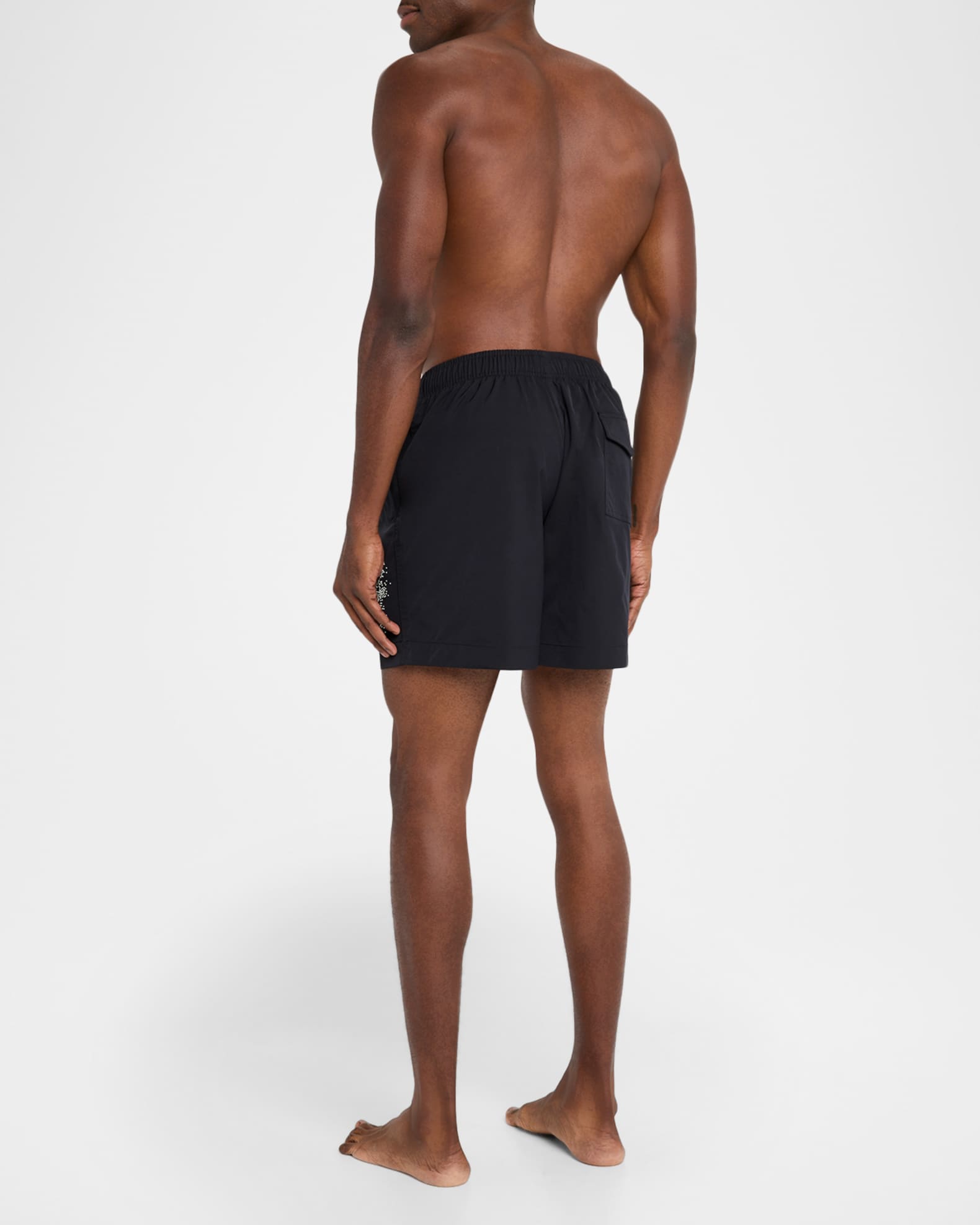 PURPLE Men's Crystal-Embellished Logo Swim Shorts | Neiman Marcus