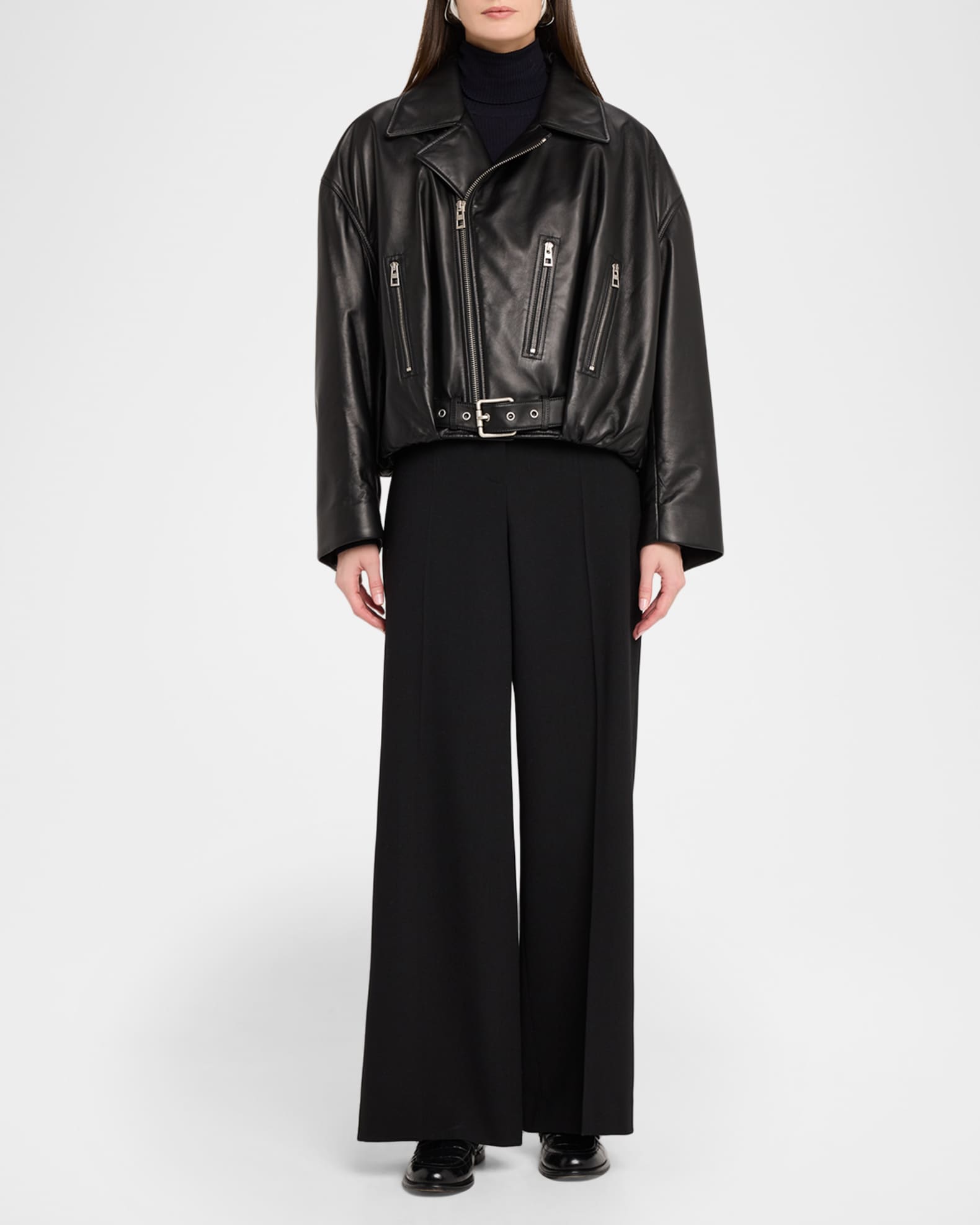 Loewe Short Nappa Lambskin Biker Jacket | Neiman Marcus