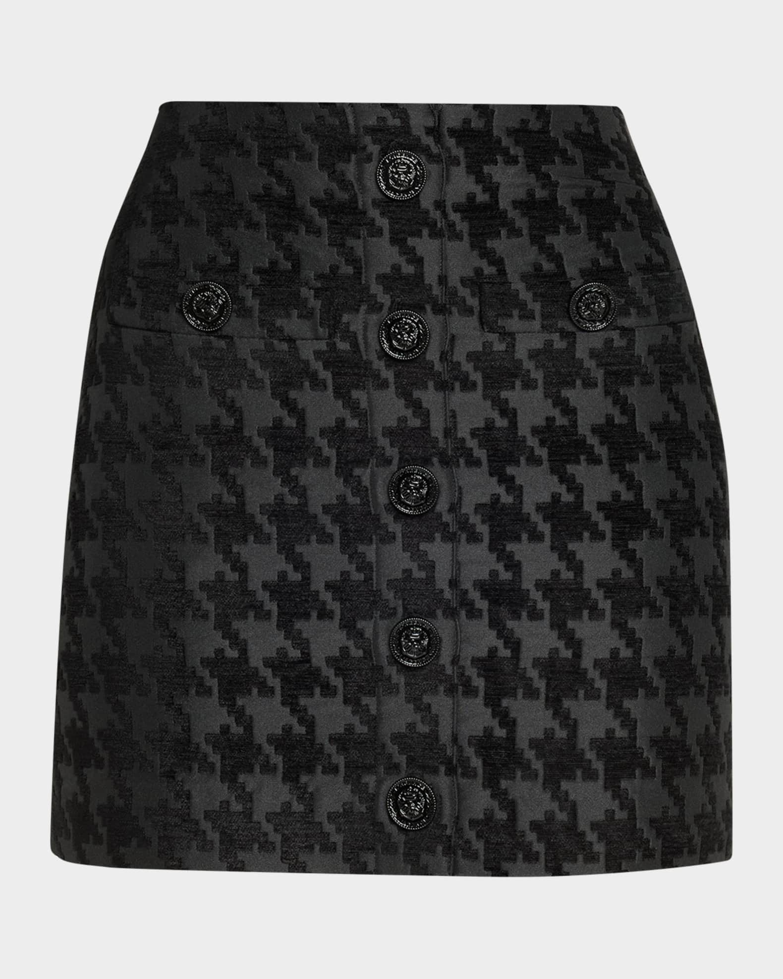 L'Agence Mireya Houndstooth Jacquard Mini Skirt | Neiman Marcus