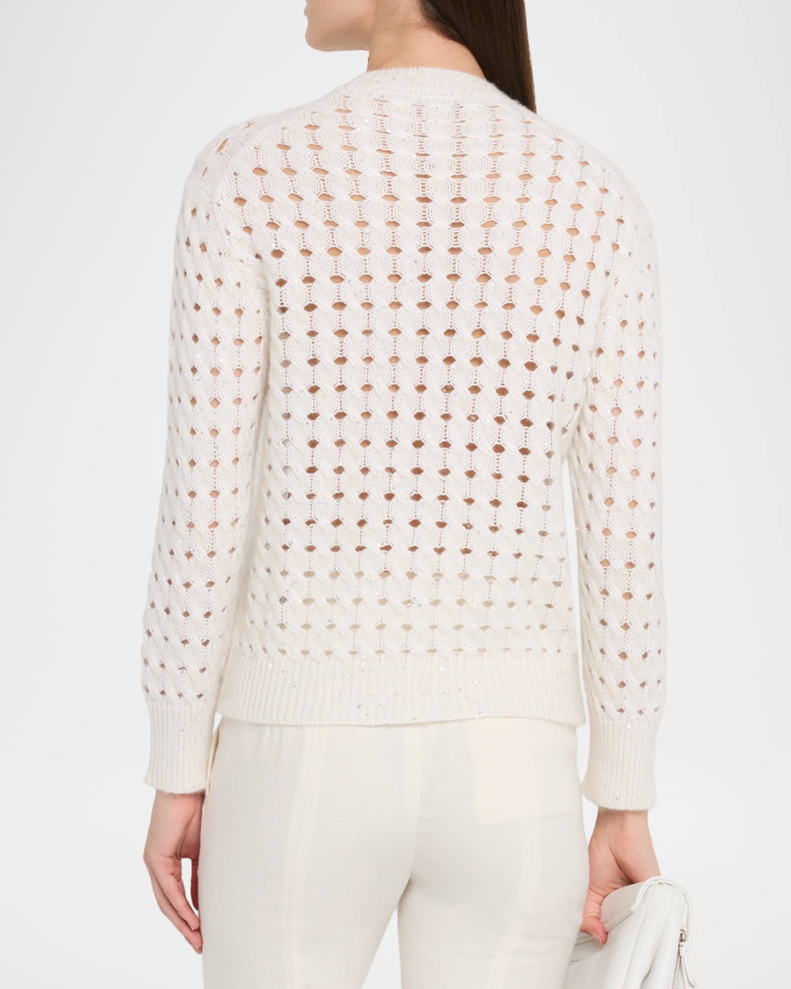 Purotatto Cashmere-Silk Openwork Sweater | Neiman Marcus