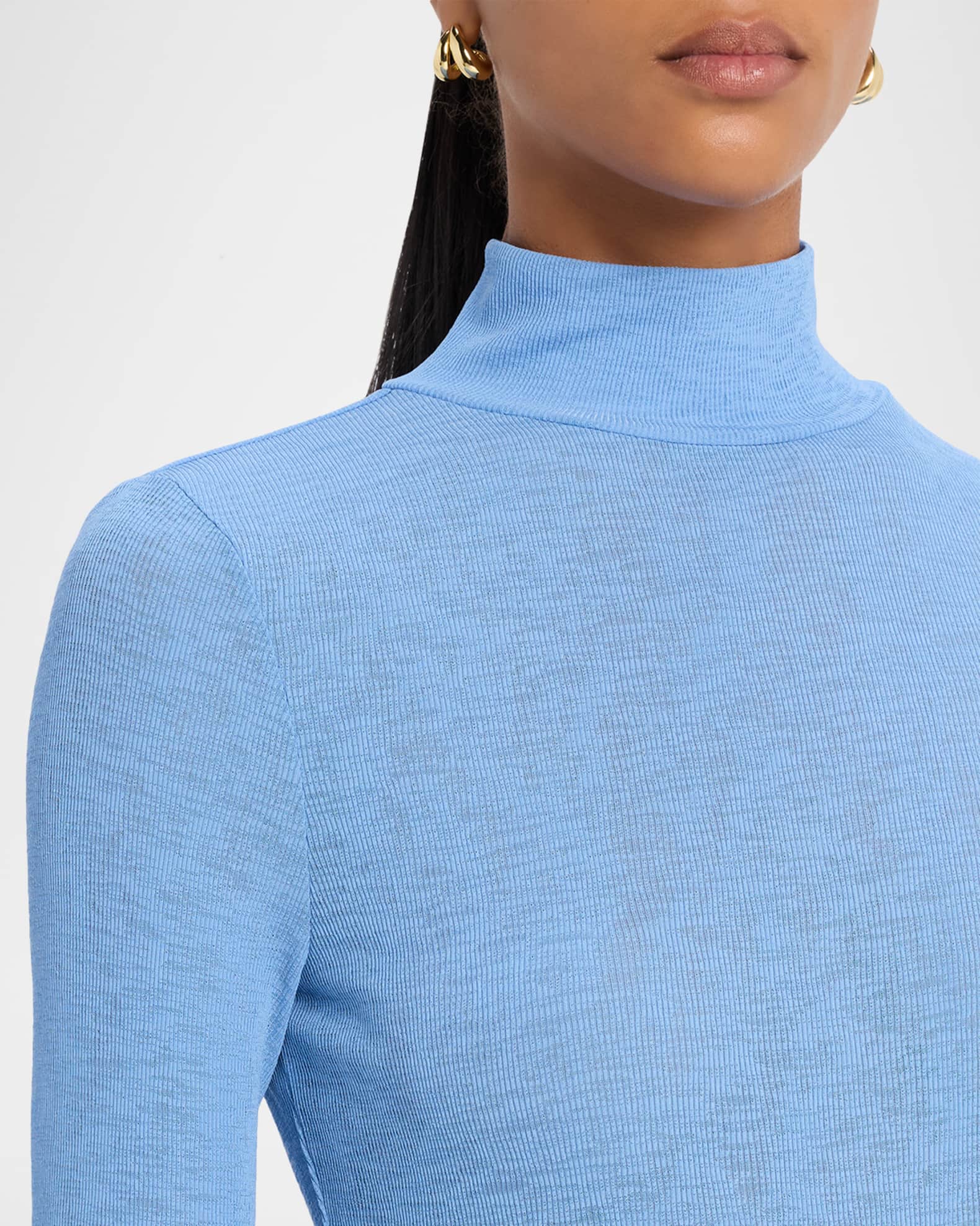Veronica Beard Wyeth Ribbed Turtleneck Top | Neiman Marcus