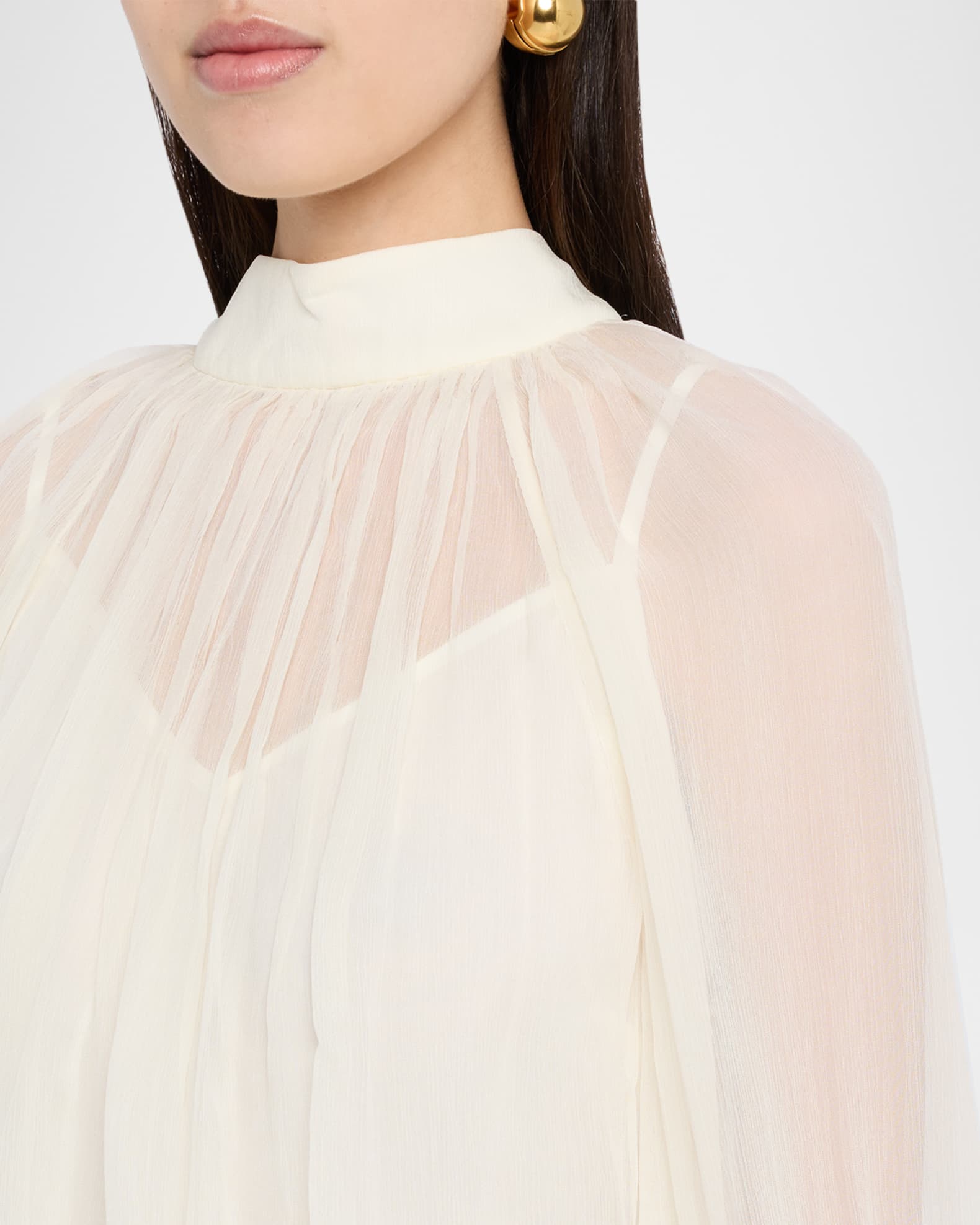 STAUD Roux Chiffon High-Neck Top | Neiman Marcus