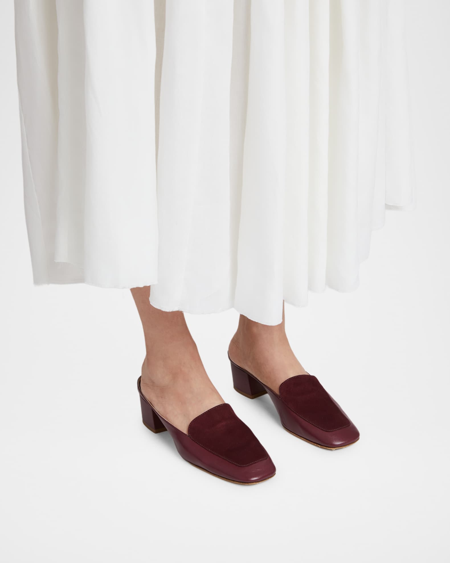 Gabriela Hearst Alena Mixed Leather Block-Heel Mules | Neiman Marcus