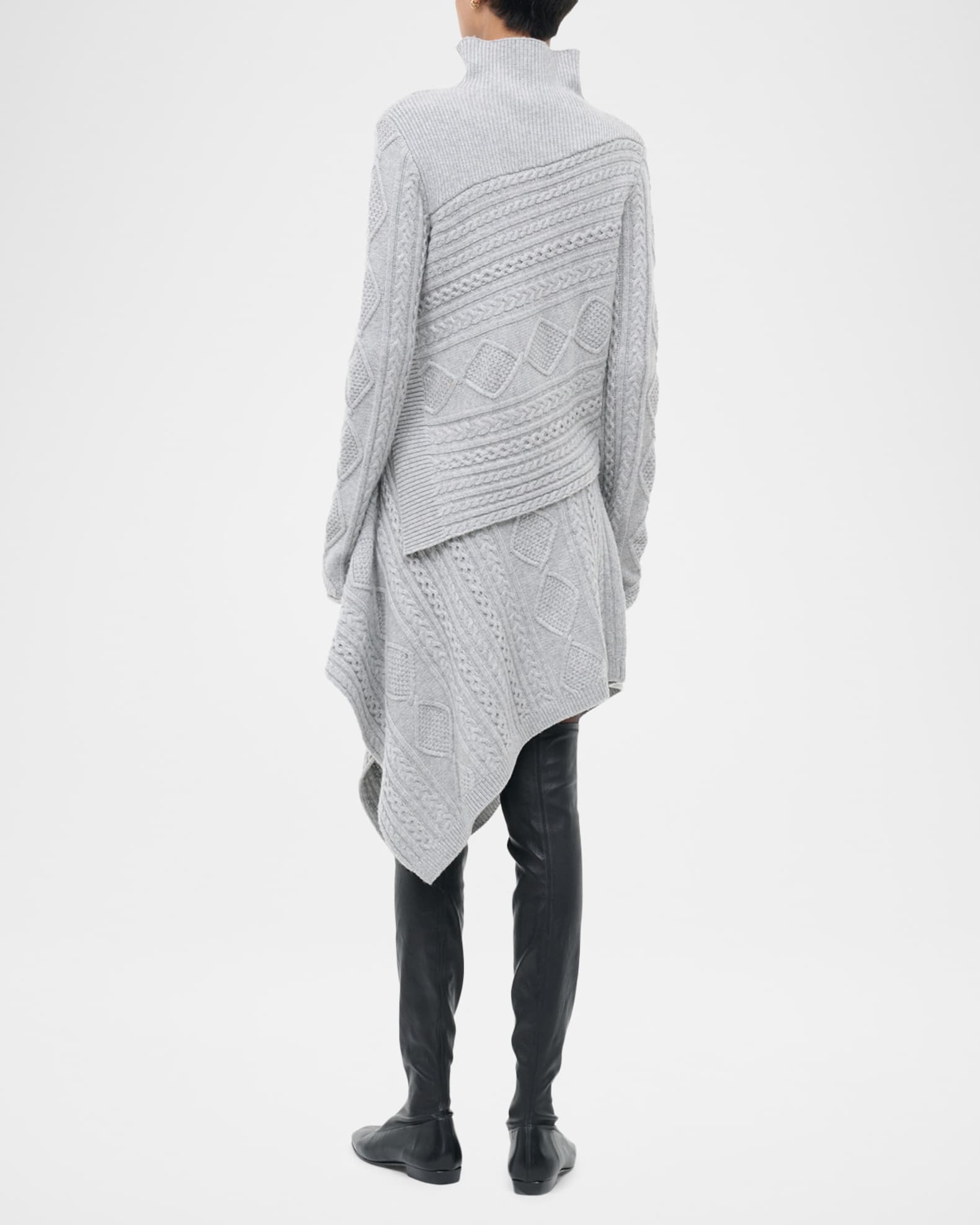 STAUD Veer Asymmetric Cable-Knit Skirt | Neiman Marcus