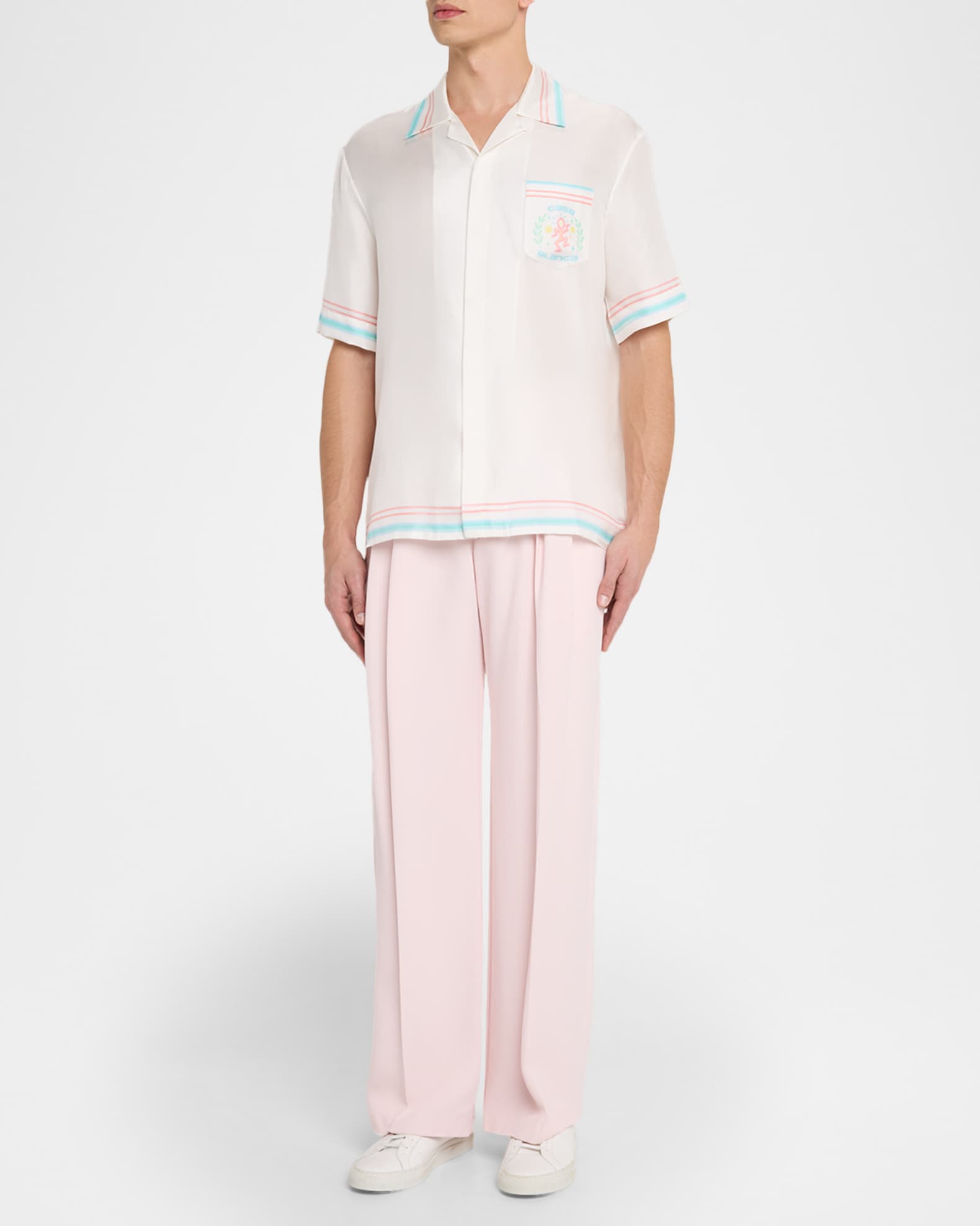 CASABLANCA Men's Dance Joy Printed Silk Camp Shirt | Neiman Marcus